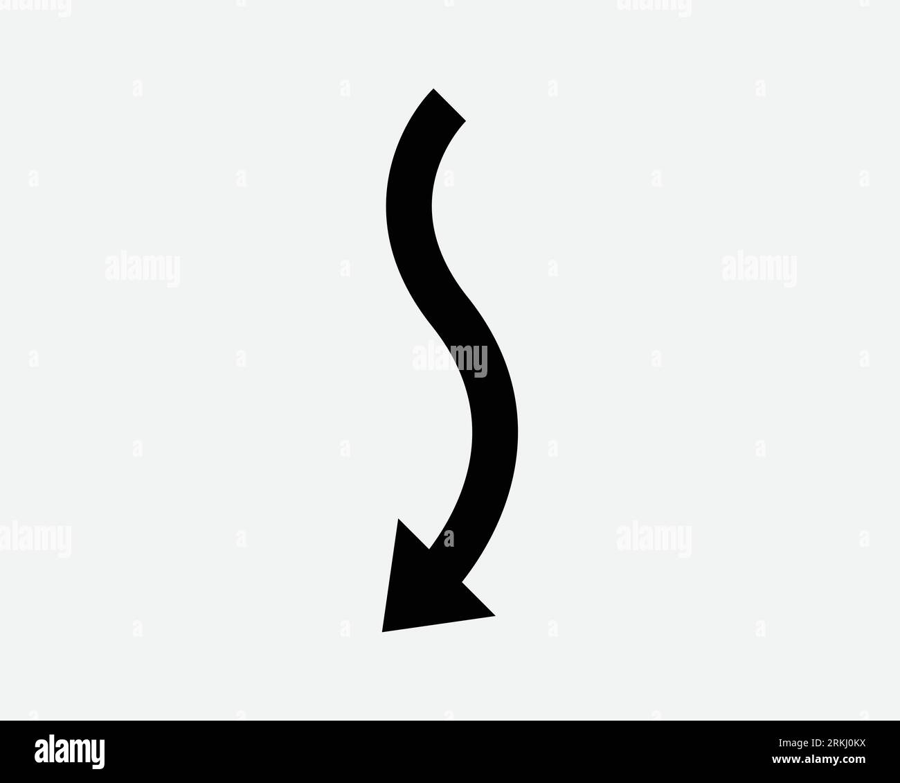 Wave Arrow Down Left Side Icon Pointer Point Navigation Direction Curve