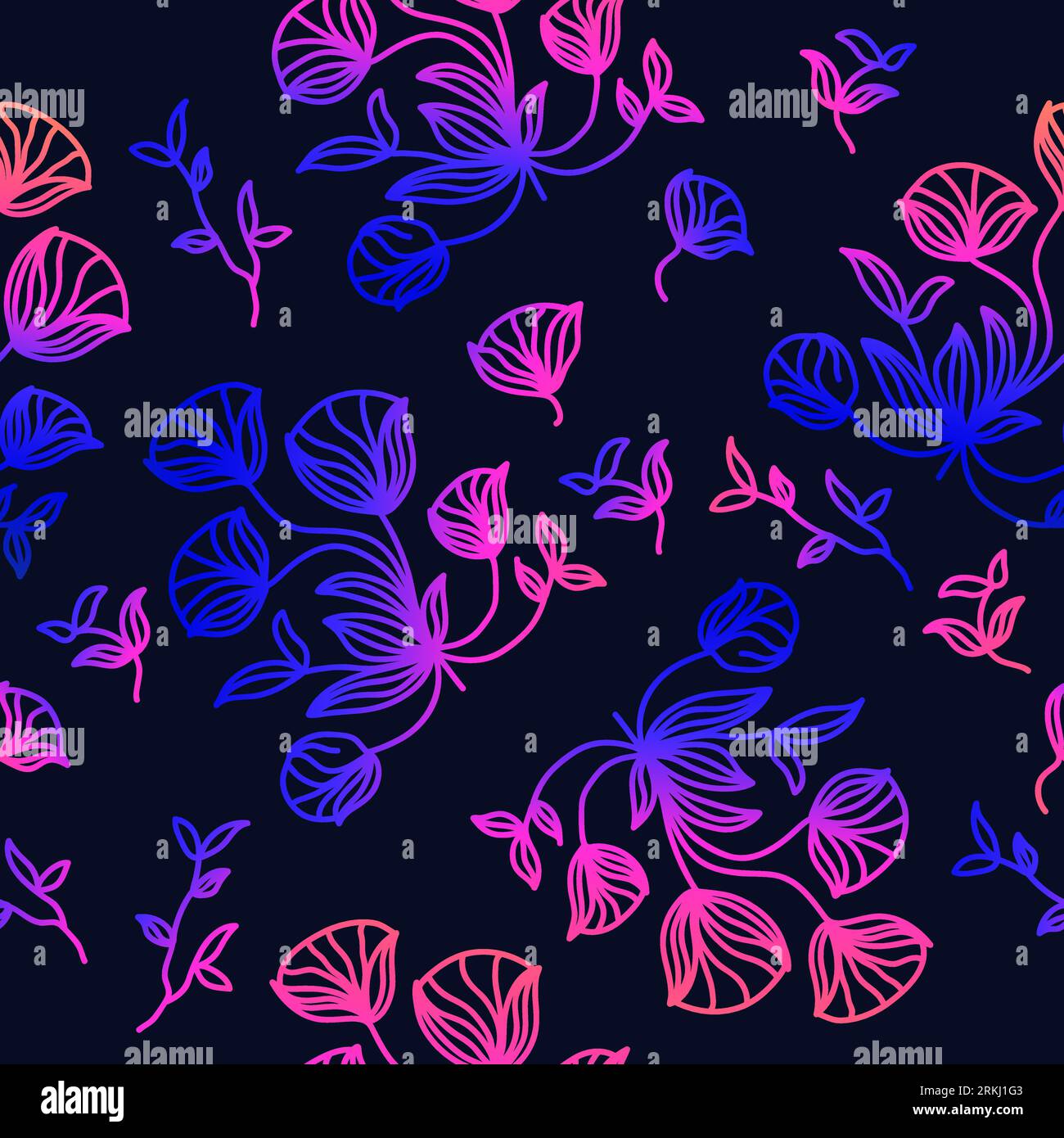Exotic Seamless Floral Pattern with Colorful Gradient Style. Flower ...