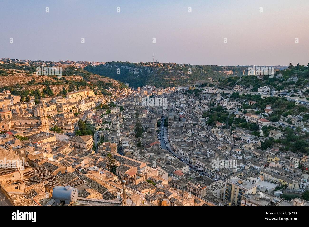 General view of the cityscape in Modica, Italy. Modica is a Sicilian ...