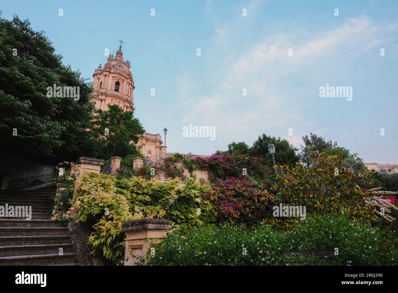 General view of the cityscape in Modica, Italy. Modica is a Sicilian ...