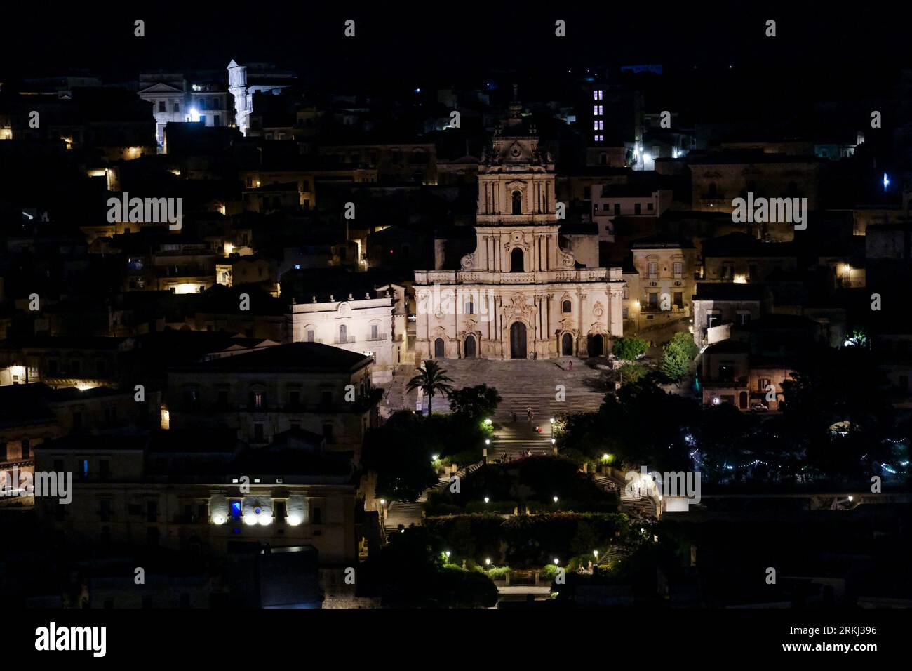 General view of the cityscape in Modica, Italy. Modica is a Sicilian ...