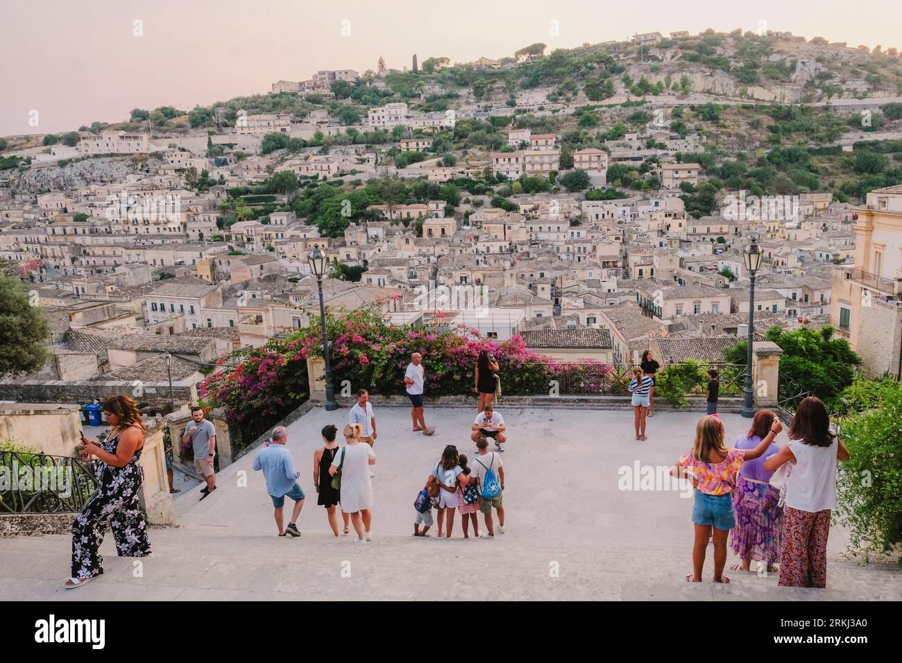 General view of the cityscape in Modica, Italy. Modica is a Sicilian ...