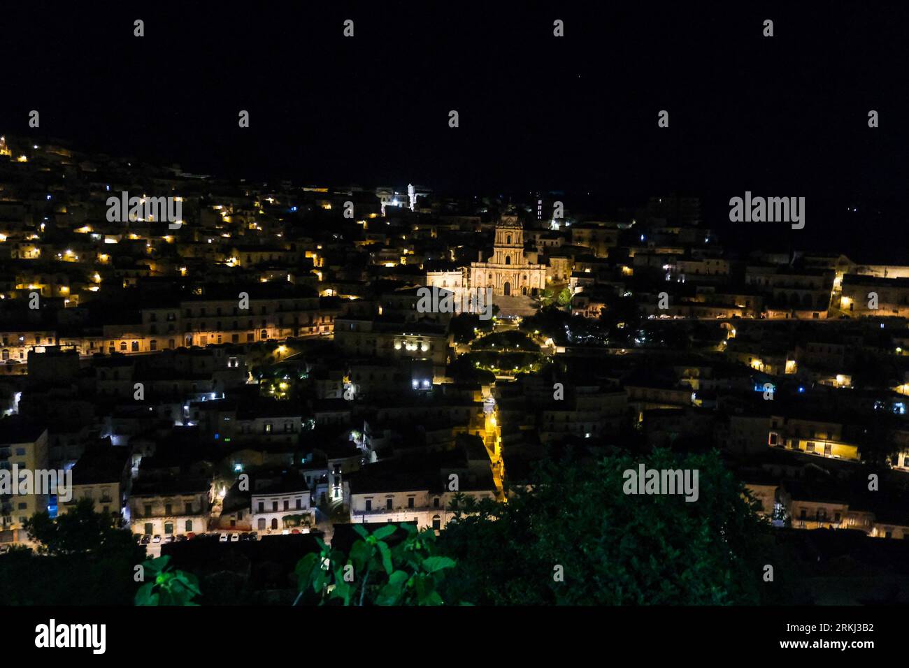 General view of the cityscape in Modica, Italy. Modica is a Sicilian ...