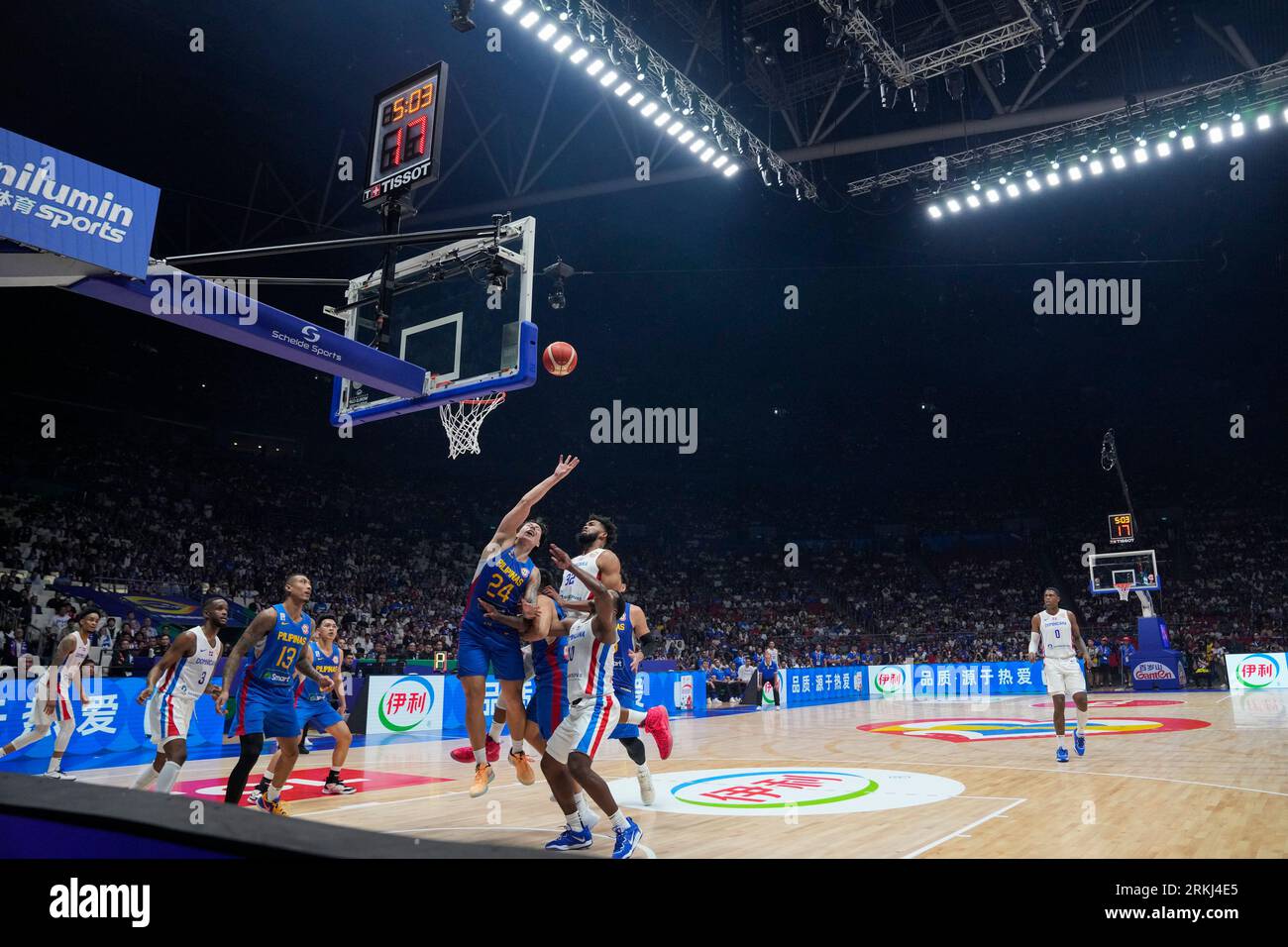 Philippines guard Dwight Ramos (24) rebounds against Dominican Republic ...