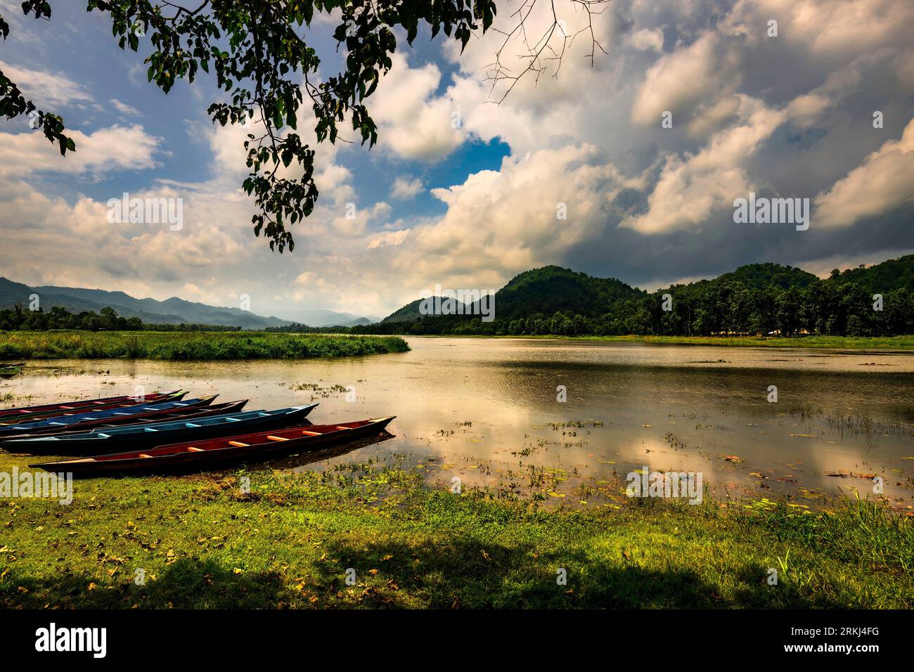 A stunning view of Chandubi Lake in the Kamrup district of Assam, India ...