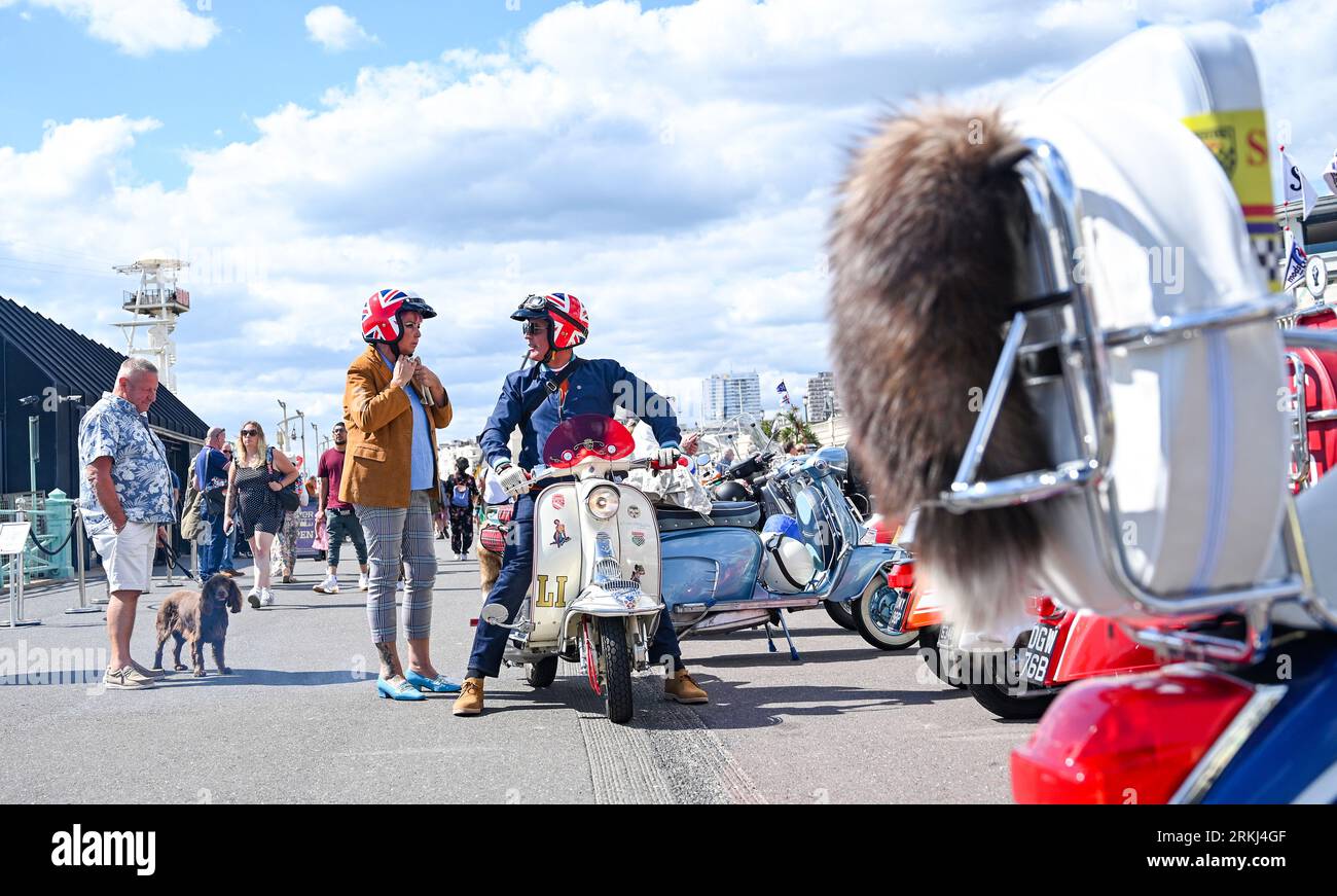 Brighton UK 25th August 2023 - Hundreds of Mods arrive in Brighton for ...