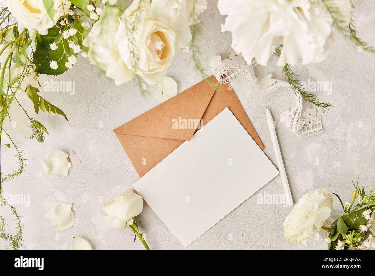 Aesthetic pastel paper background- mock up and envelope for invitation ...