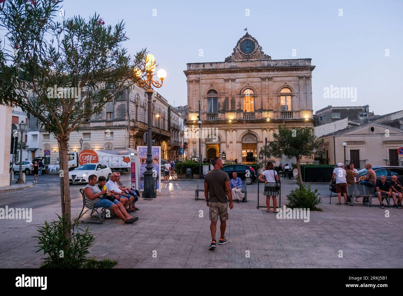 General view of the ancient Baroque town of Scicli in Sicily, Italy ...