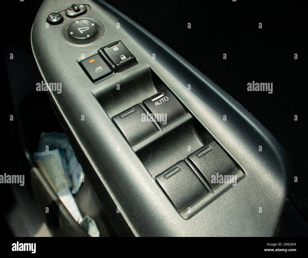 A modest control panel inside a vehicle, after some edits Stock Photo ...