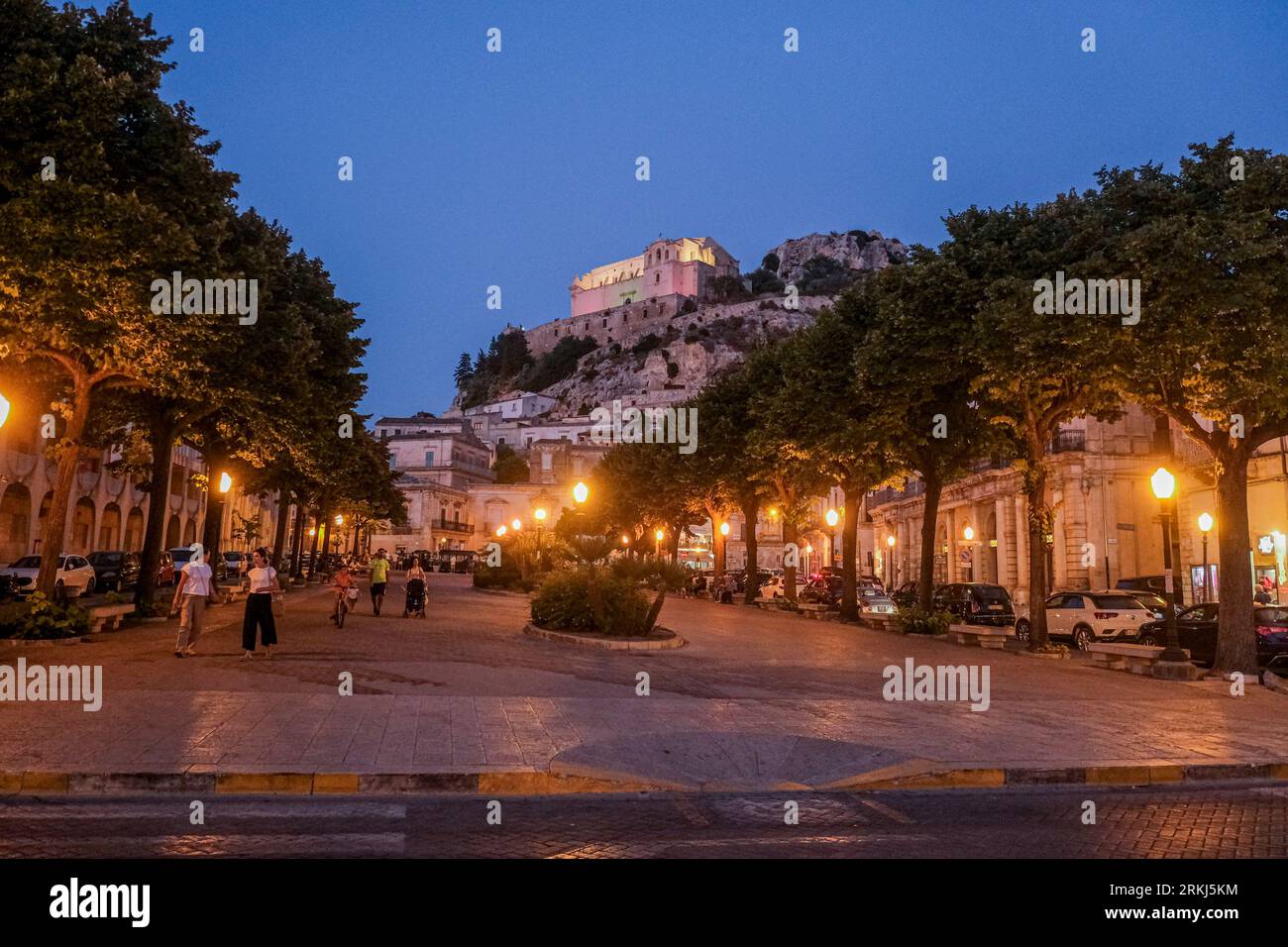 General view of the ancient Baroque town of Scicli in Sicily, Italy ...