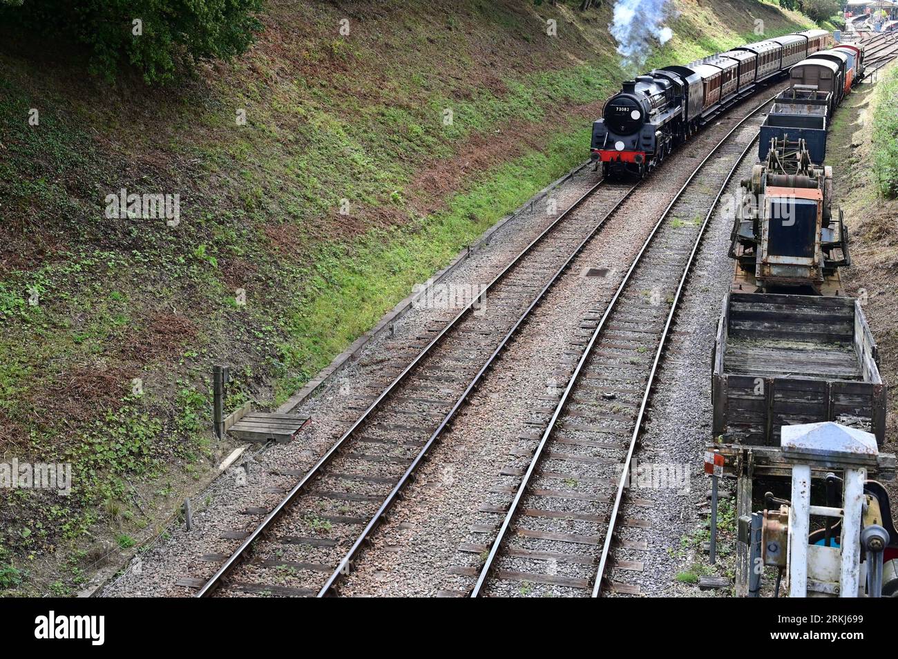 73082 Camelot operating on The Bluebell Railway is pulling a passenger ...