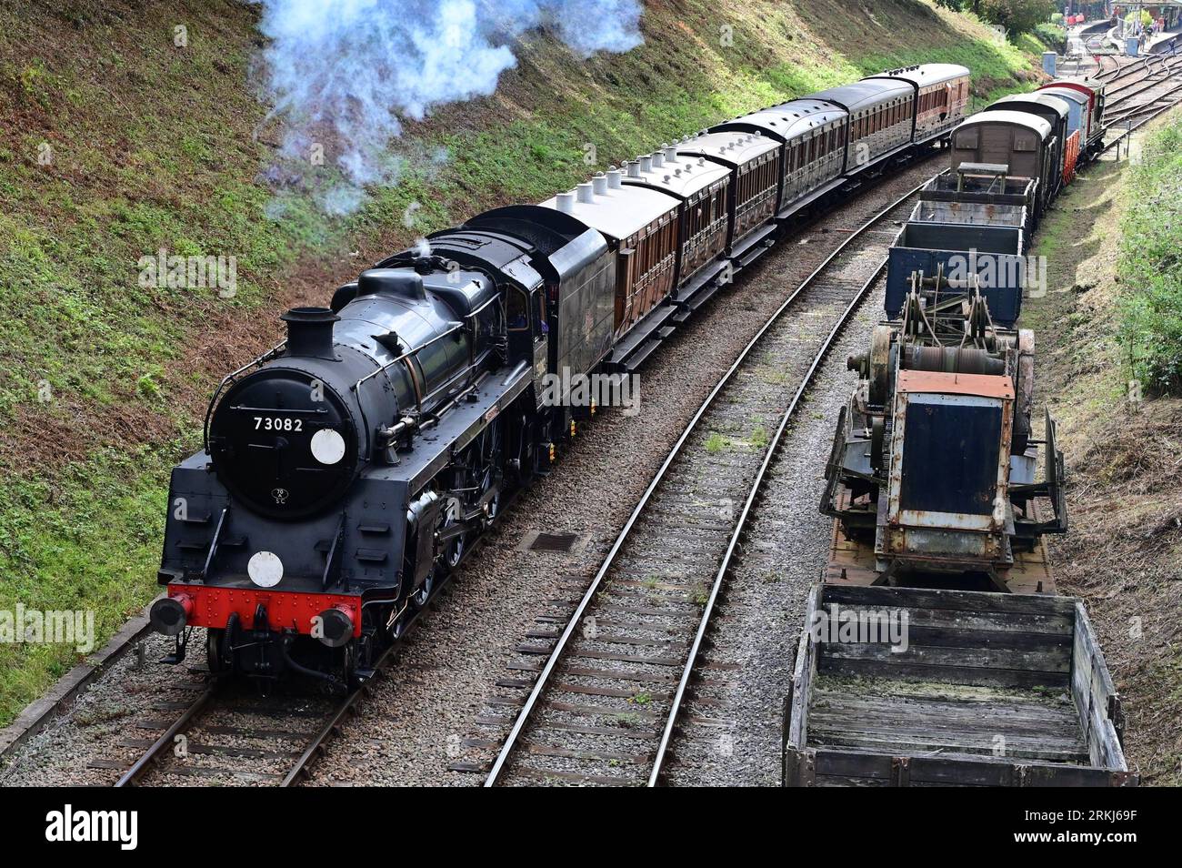 73082 Camelot operating on The Bluebell Railway is pulling a passenger ...