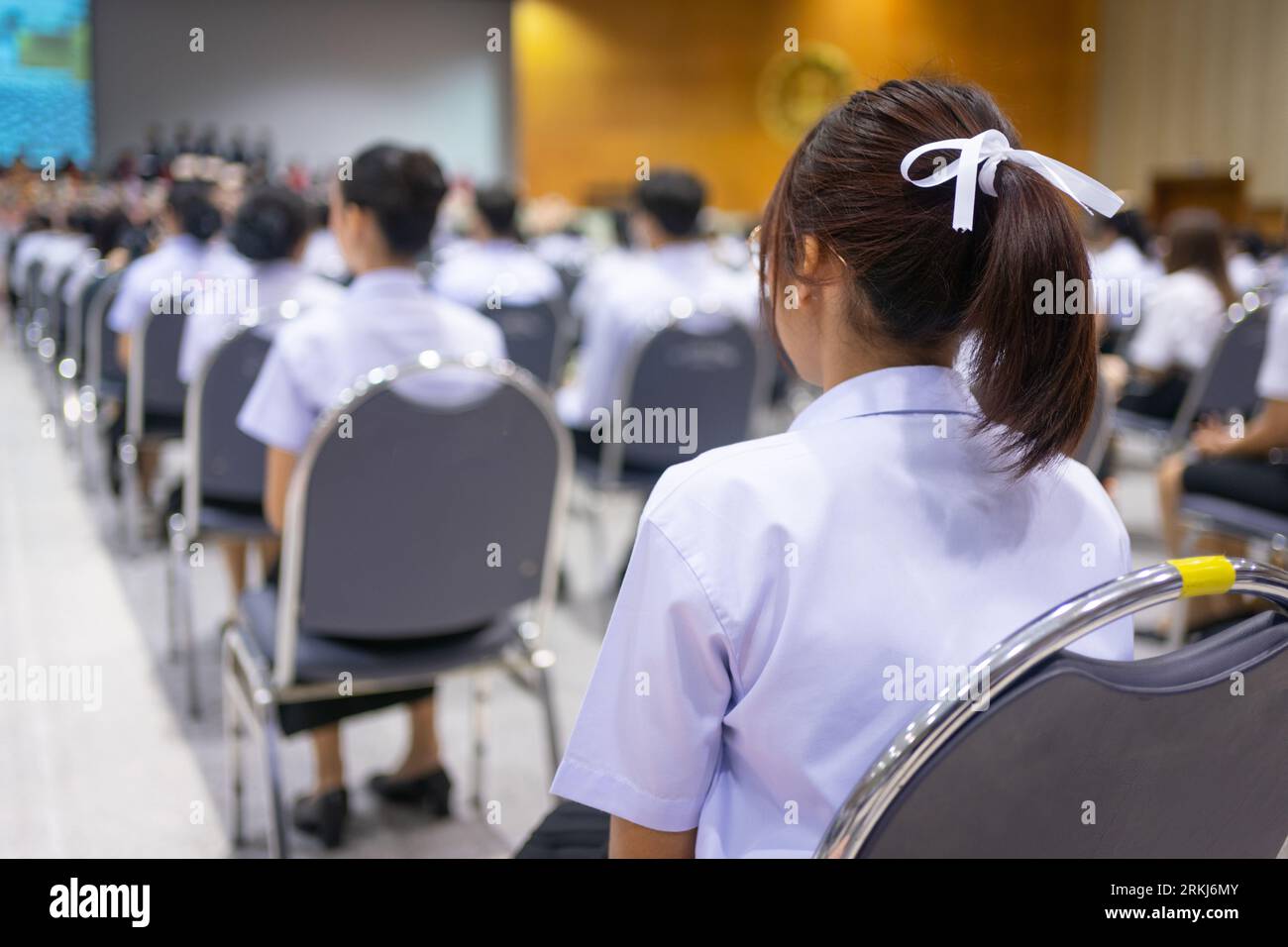 A closeup of a group of school-aged students wearing their school ...
