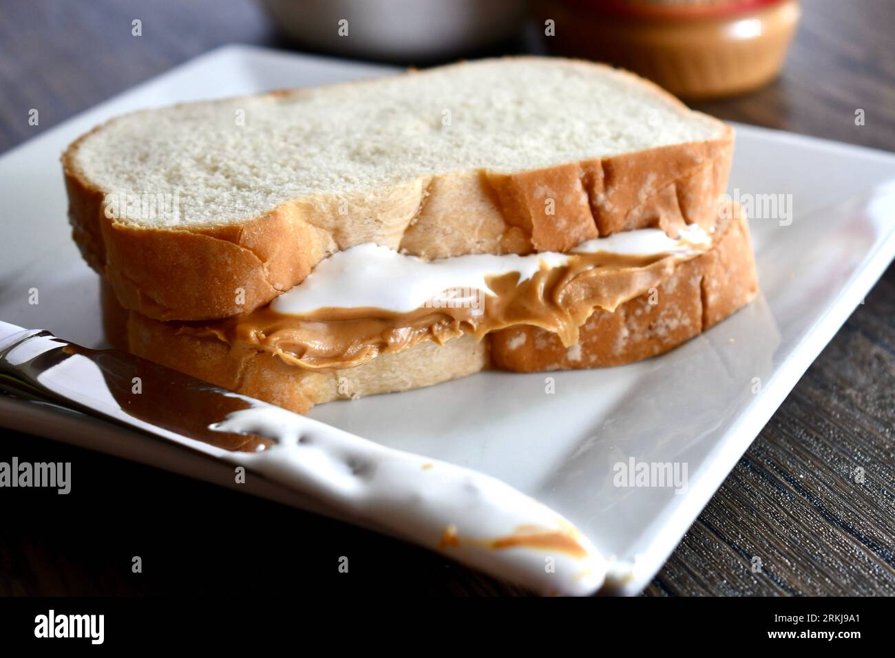 A Fluffernutter sandwich made with peanut butter and marshmallow cream ...