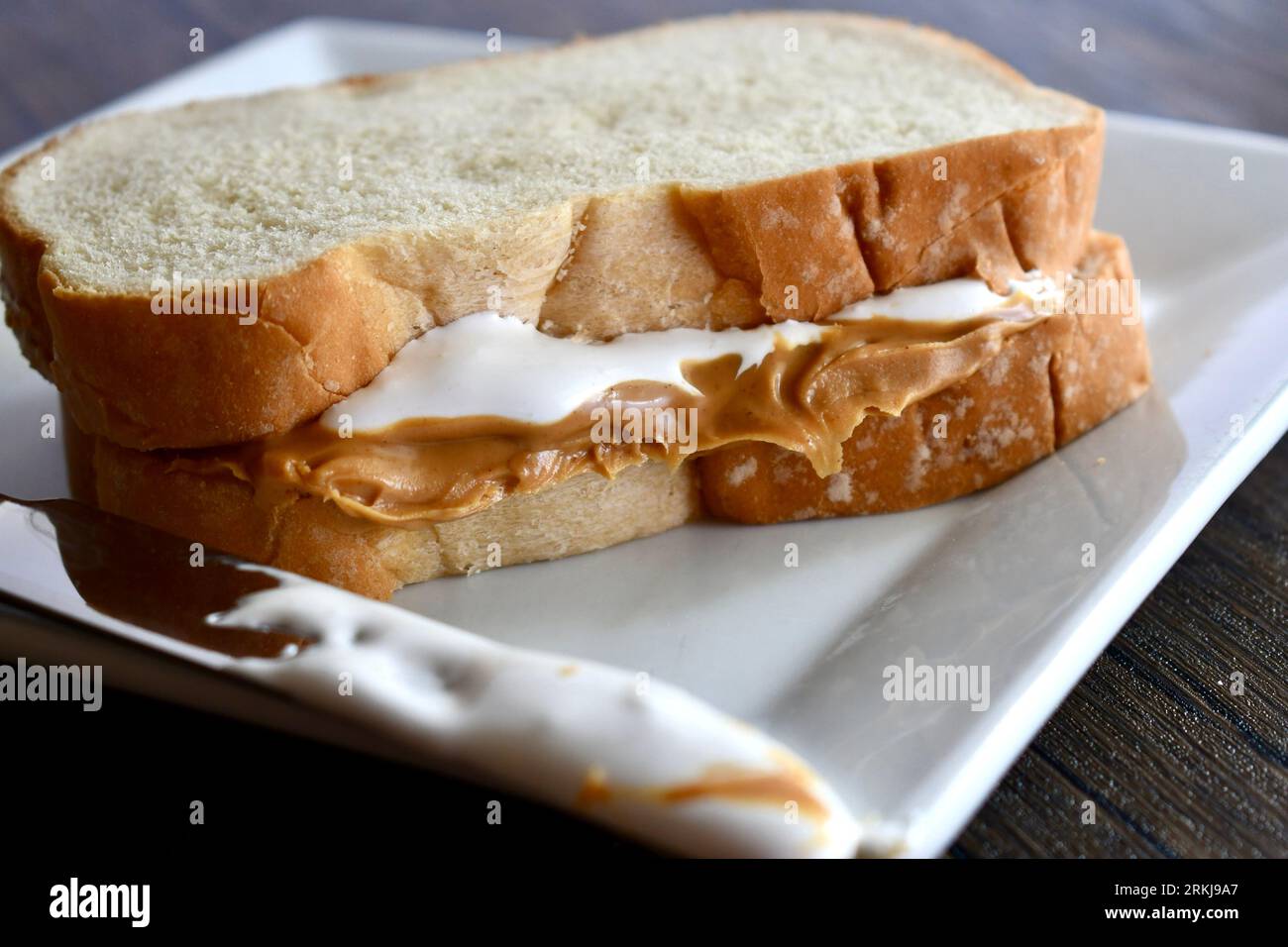 A Fluffernutter sandwich made with peanut butter and marshmallow cream ...