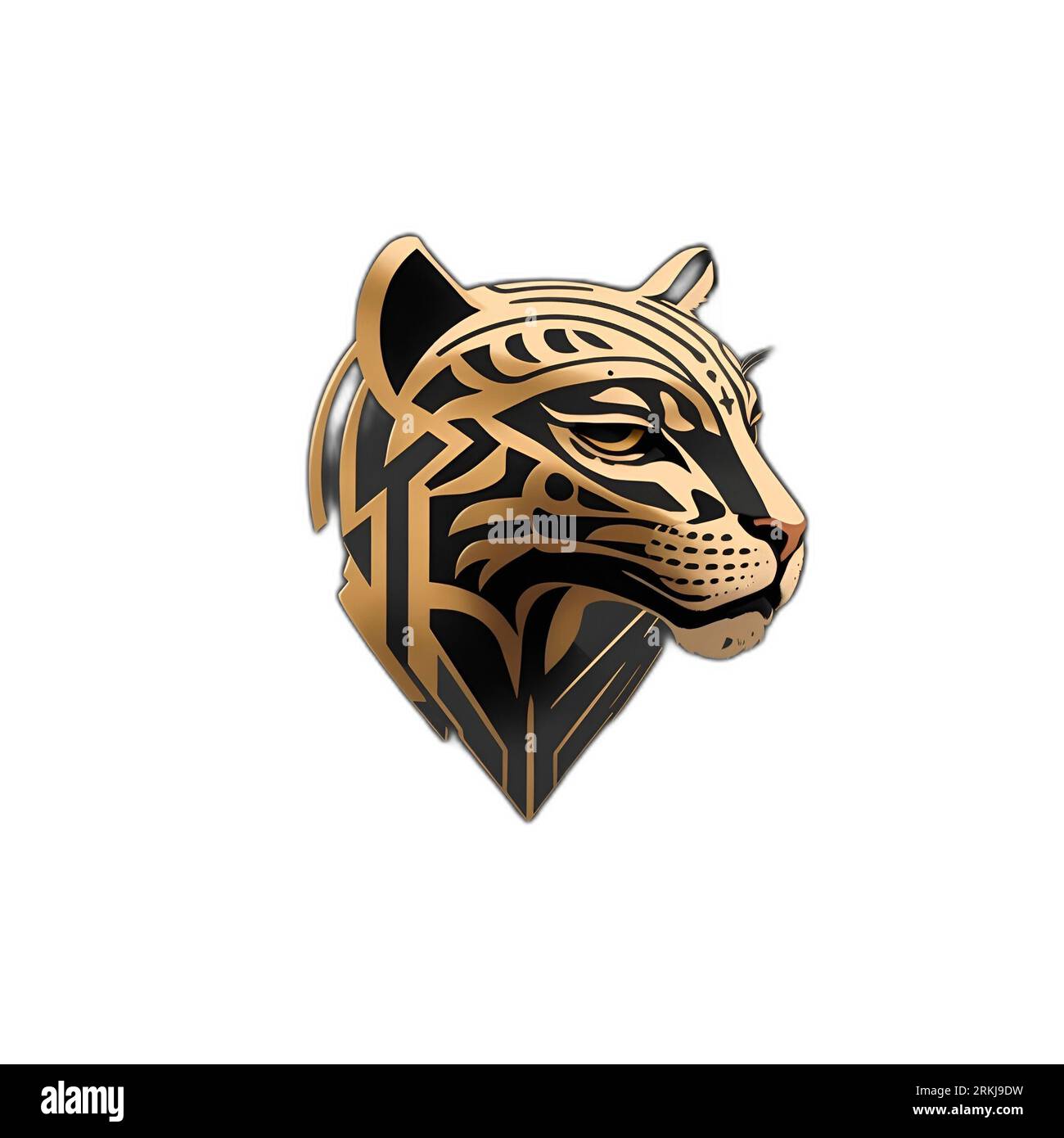 A 3d illustration of an abstract leopard's head with a white background ...