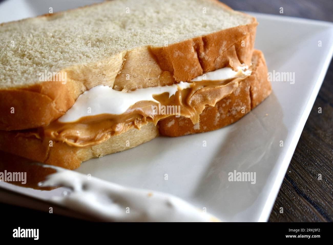 A Fluffernutter sandwich made with peanut butter and marshmallow cream ...