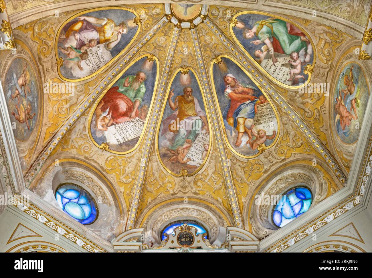 GENOVA, ITALY - MARCH 6, 2023: The fresco of prophets and sybilas in ...