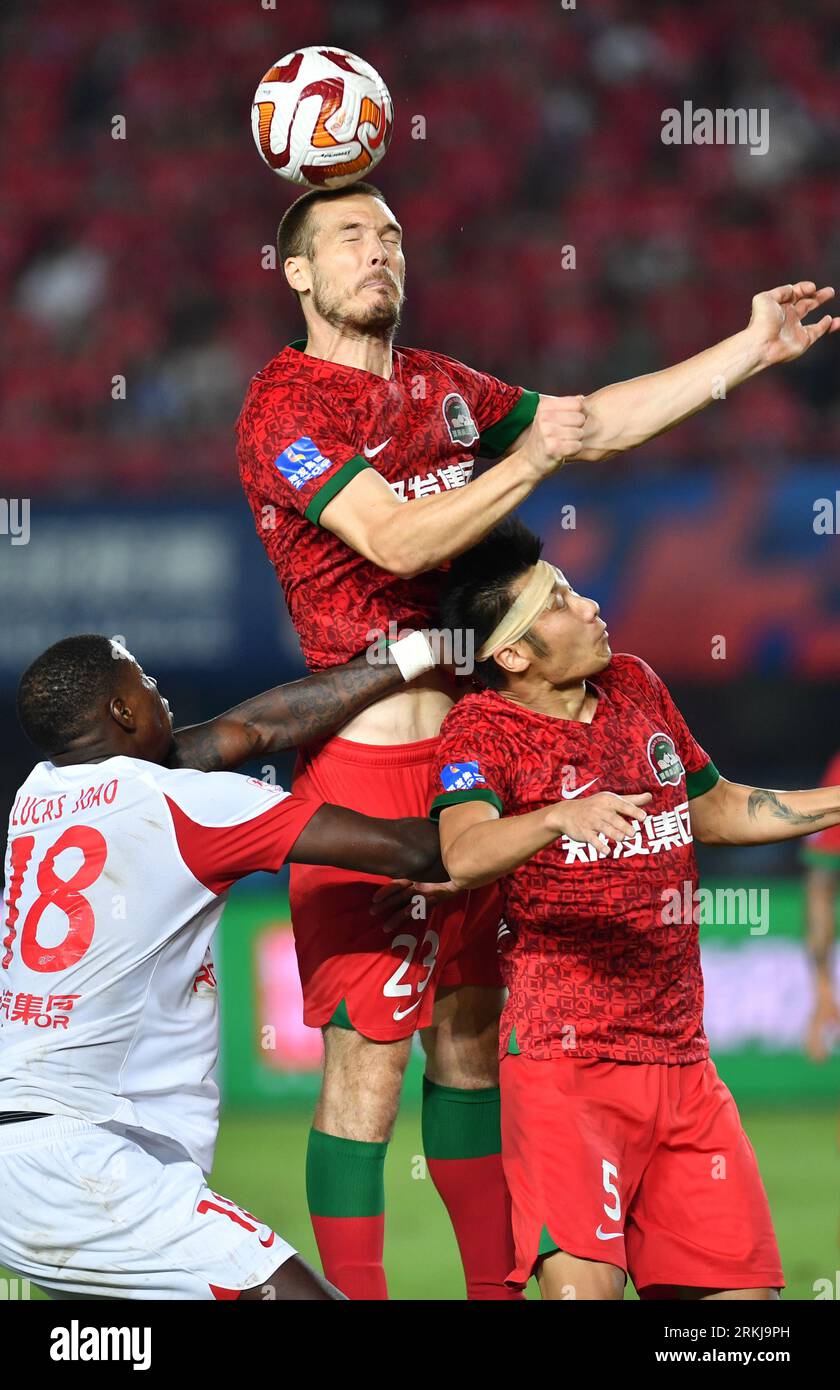 Zhengzhou, China's Henan Province. 25th Aug, 2023. Toni Sunjic (top) of ...