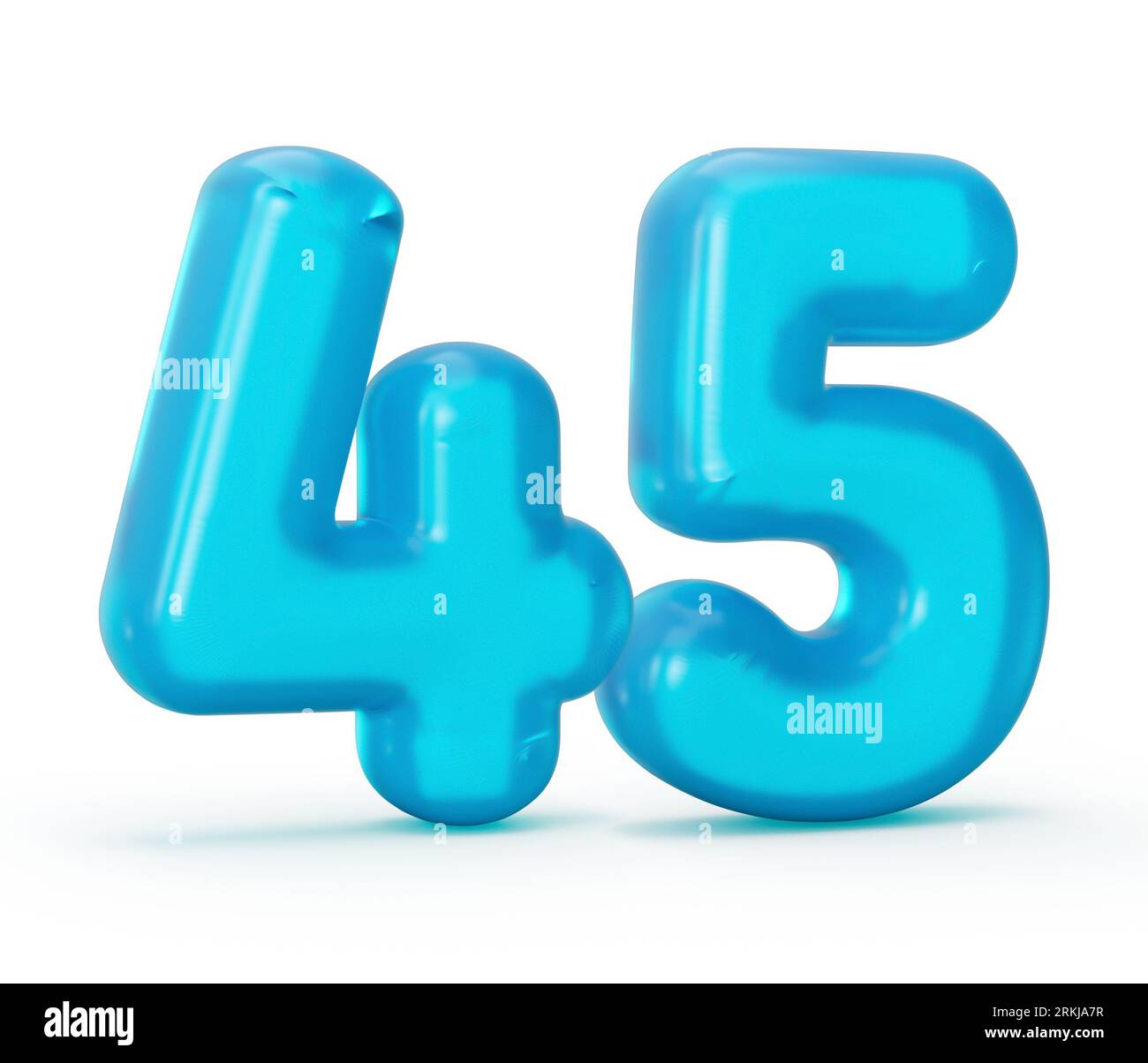 A high-resolution close-up photograph of the blue digits five and four ...