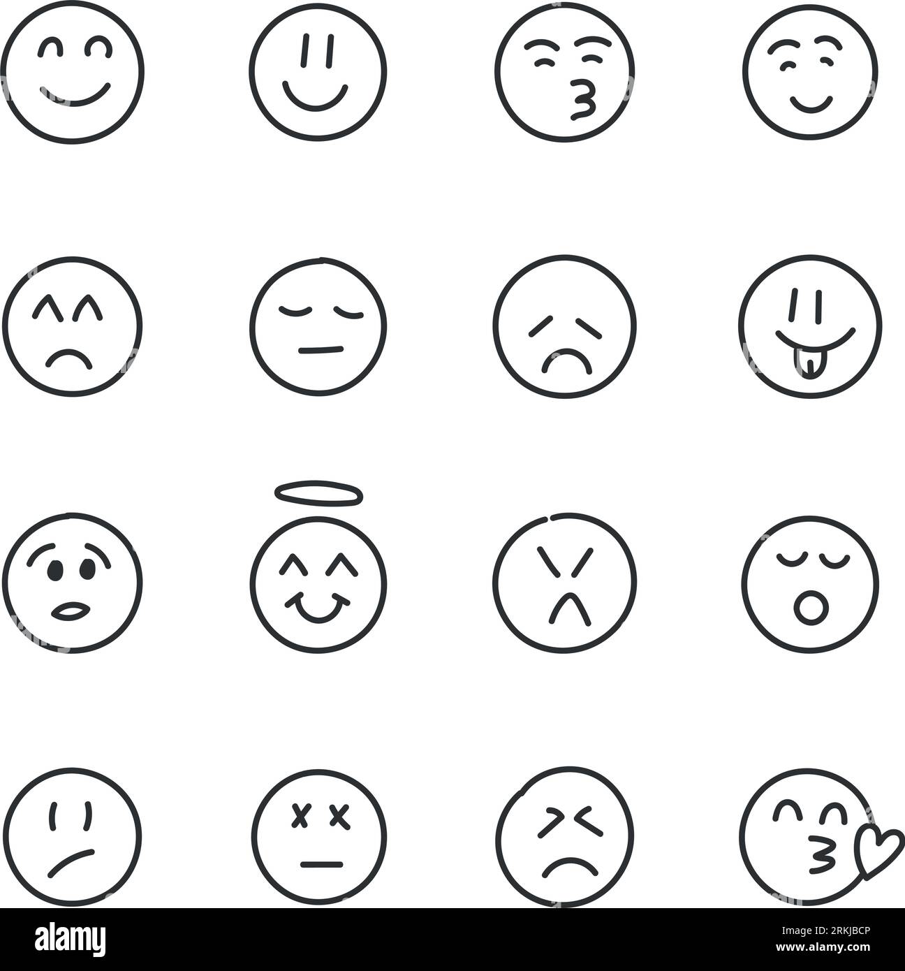 Emojis faces icon in hand drawn style. Doddle emoticons vector ...