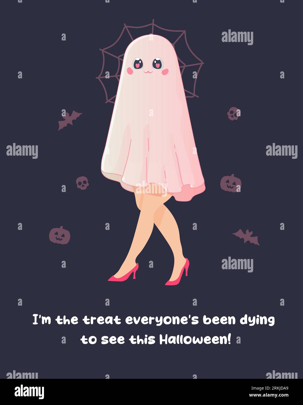 Pink Halloween Poster Cocktail Girl Caption Lettering Funny
