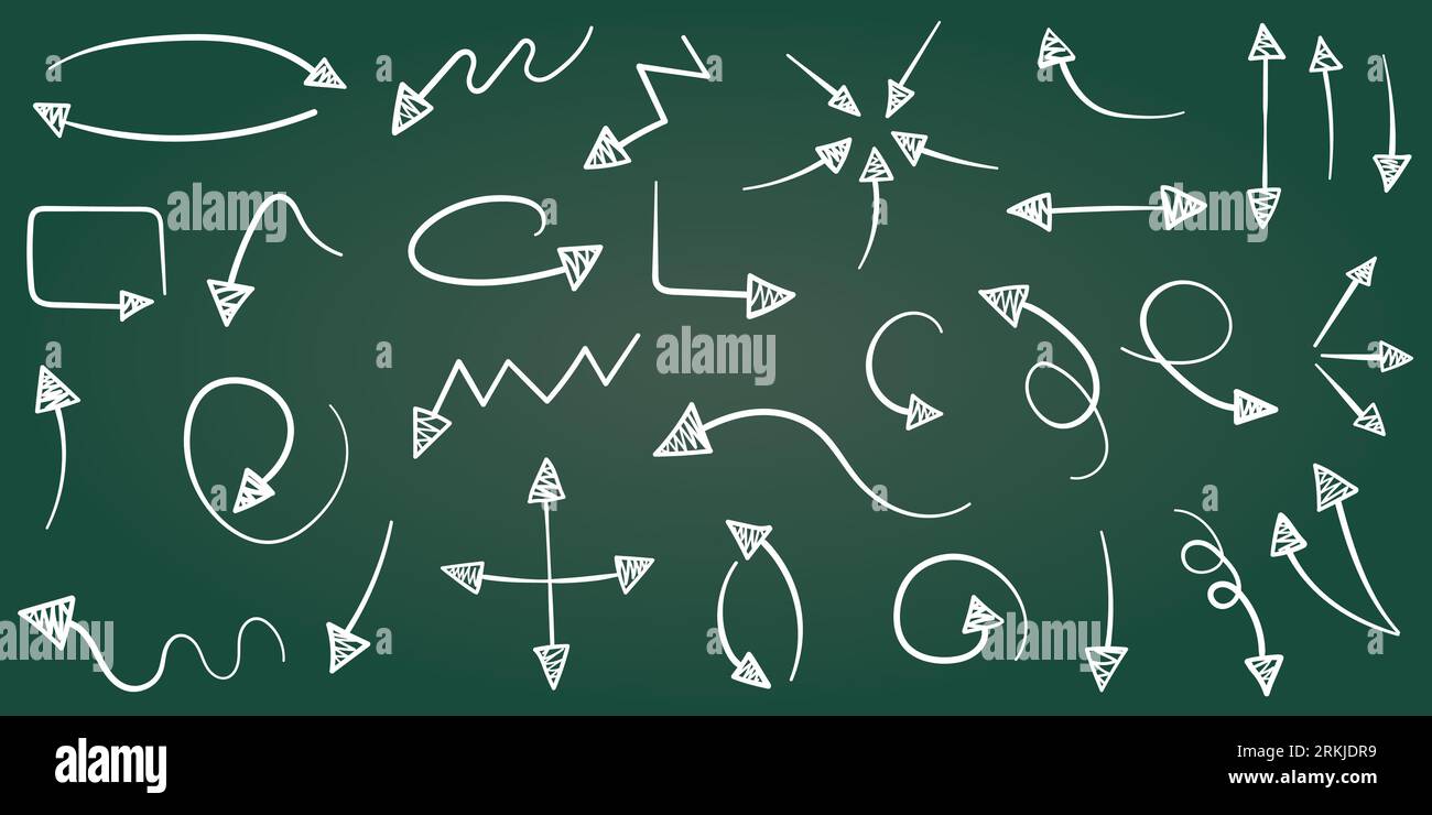 Arrow icon in hand drawn style. Handmade doodle vector illustration on ...