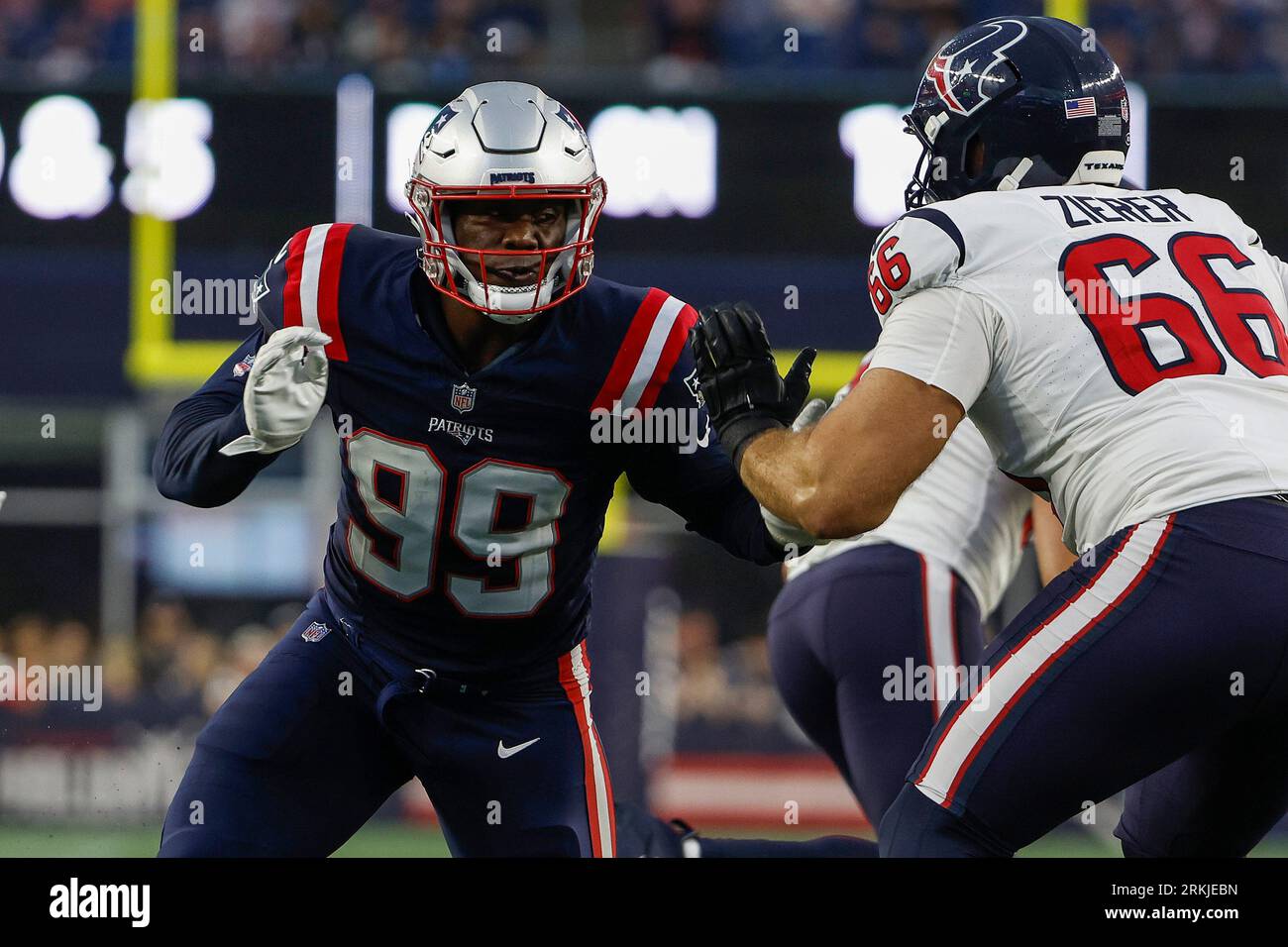 New England Patriots' Keion White during an NFL preseason football game ...