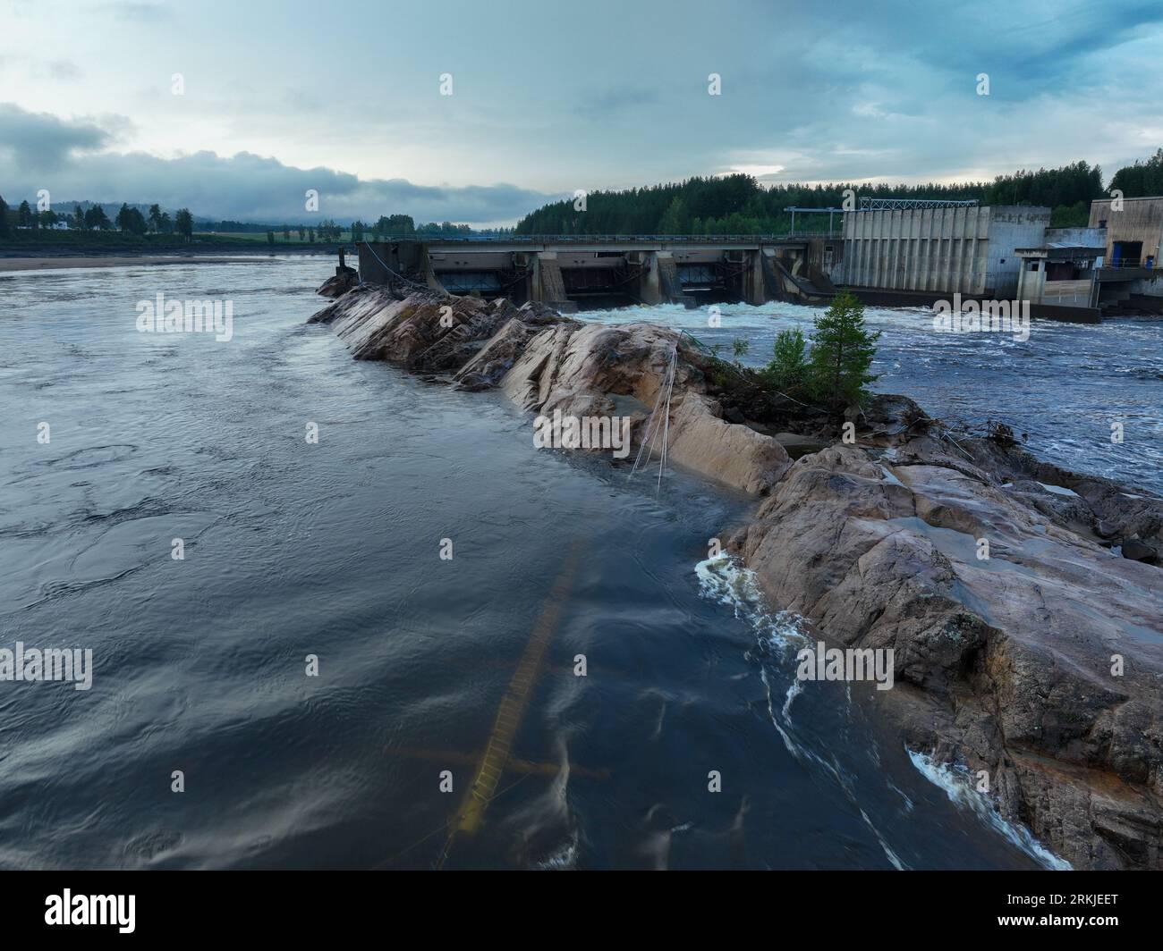 The destruction of the dam in Braskereidfoss, Norway after the storm ...