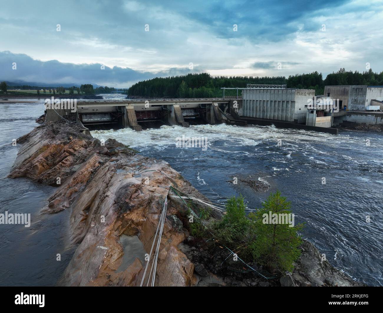 The destruction of the dam in Braskereidfoss, Norway after the storm ...
