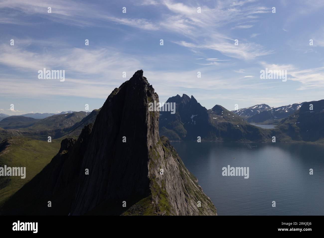 A beautiful view from Mount Hesten in Senja. You can see the iconic ...
