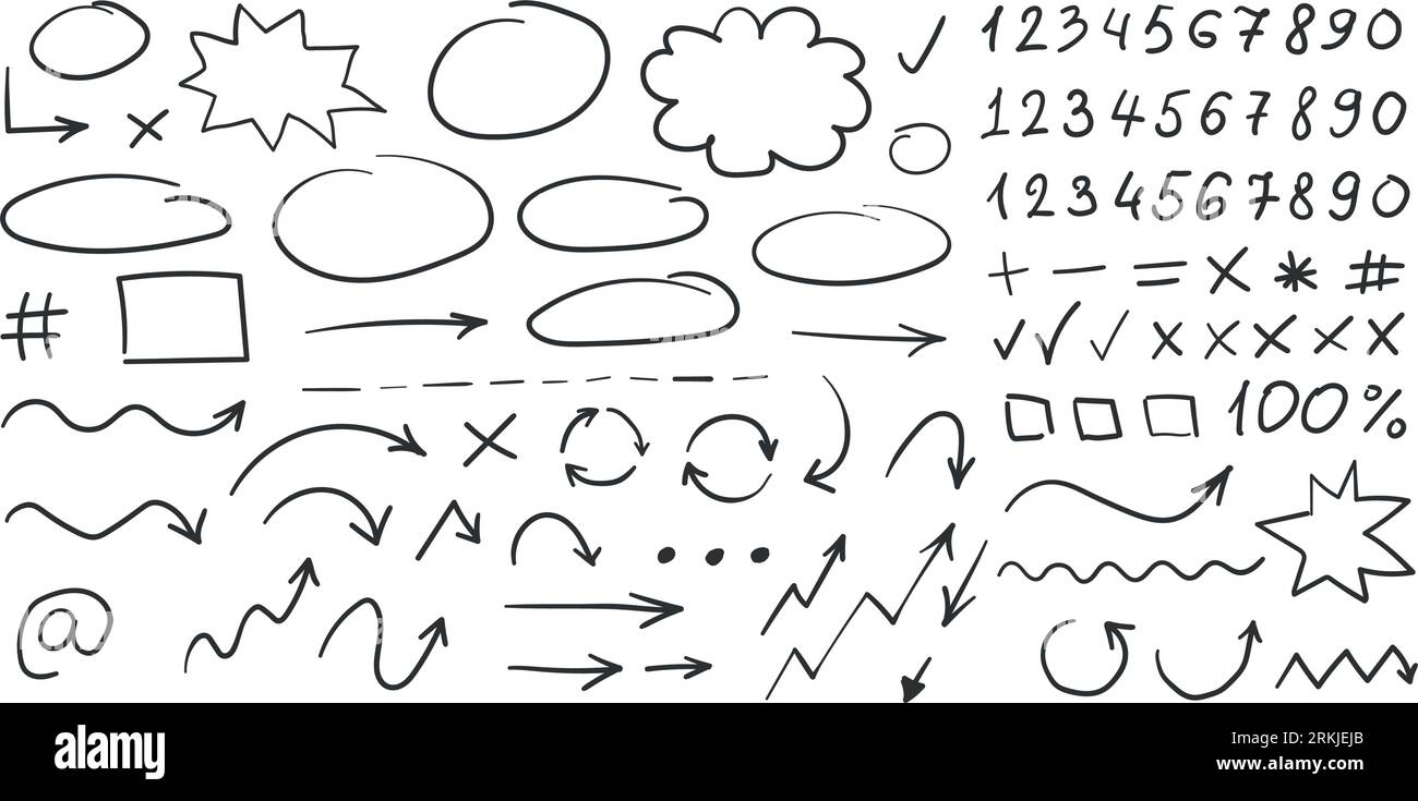 Arrow circles and abstract doodle icon in hand drawn style. Number ...