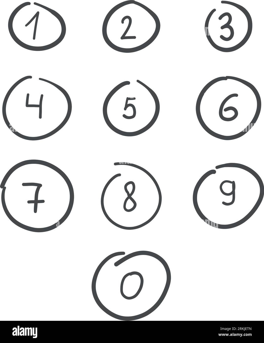 Numbers icon in hand drawn style. Number vector illustration on ...