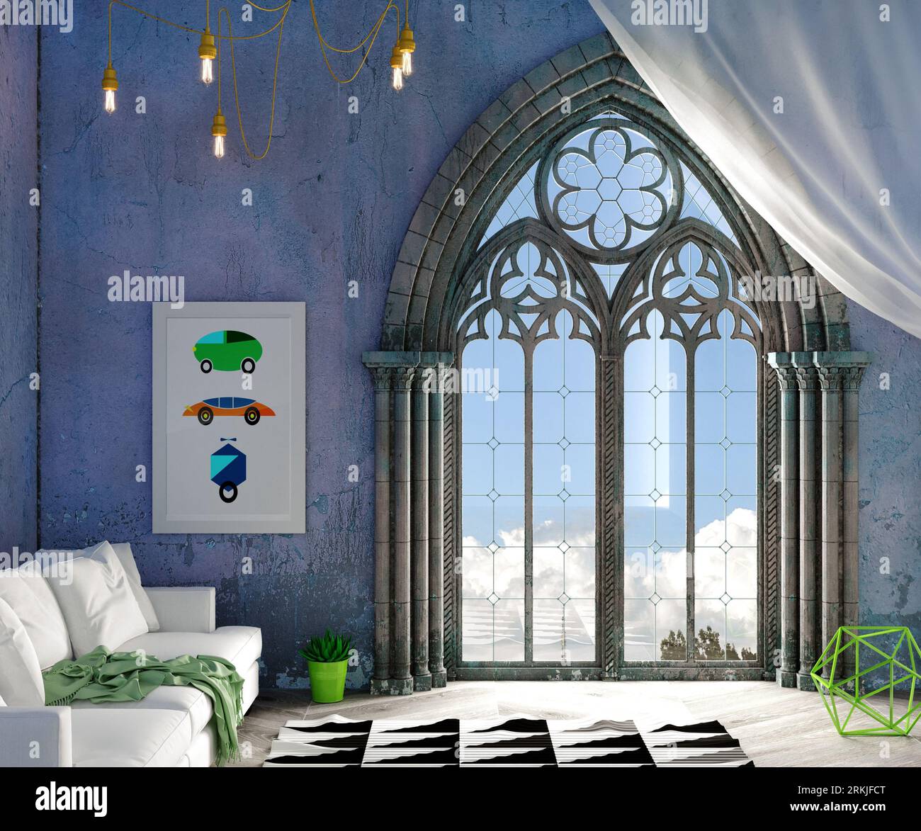 Royal room with a gothic window in a castle Stock Photo - Alamy