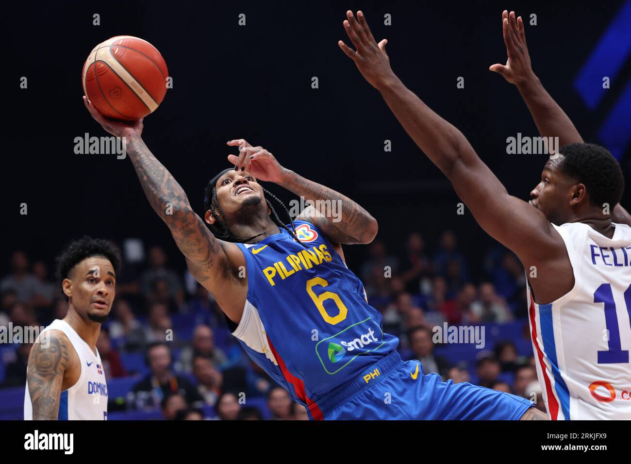 Manila, Philippines. 25th Aug, 2023. Jordan Clarkson (C) of the ...