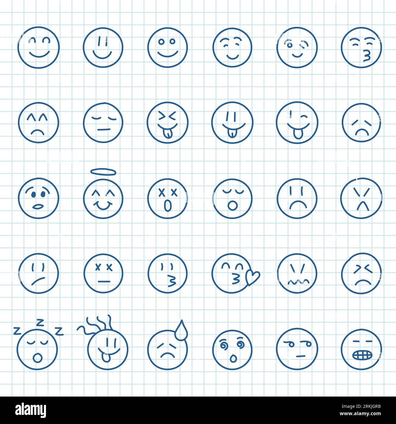 Emojis faces icon in hand drawn style. Doddle emoticons vector ...