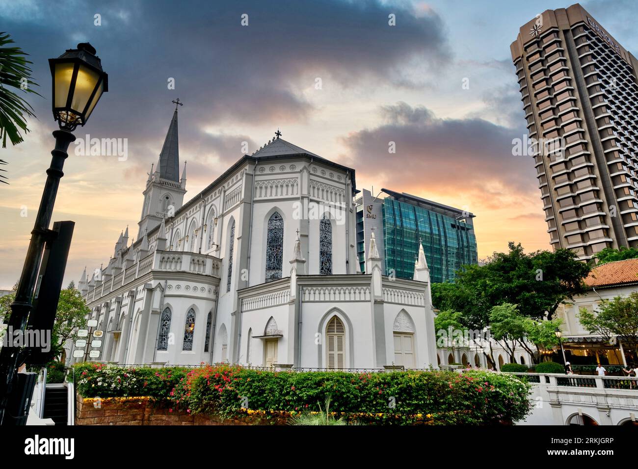 Evening falls over CHIJMES, a restaurant and bar center in Bras Basah ...