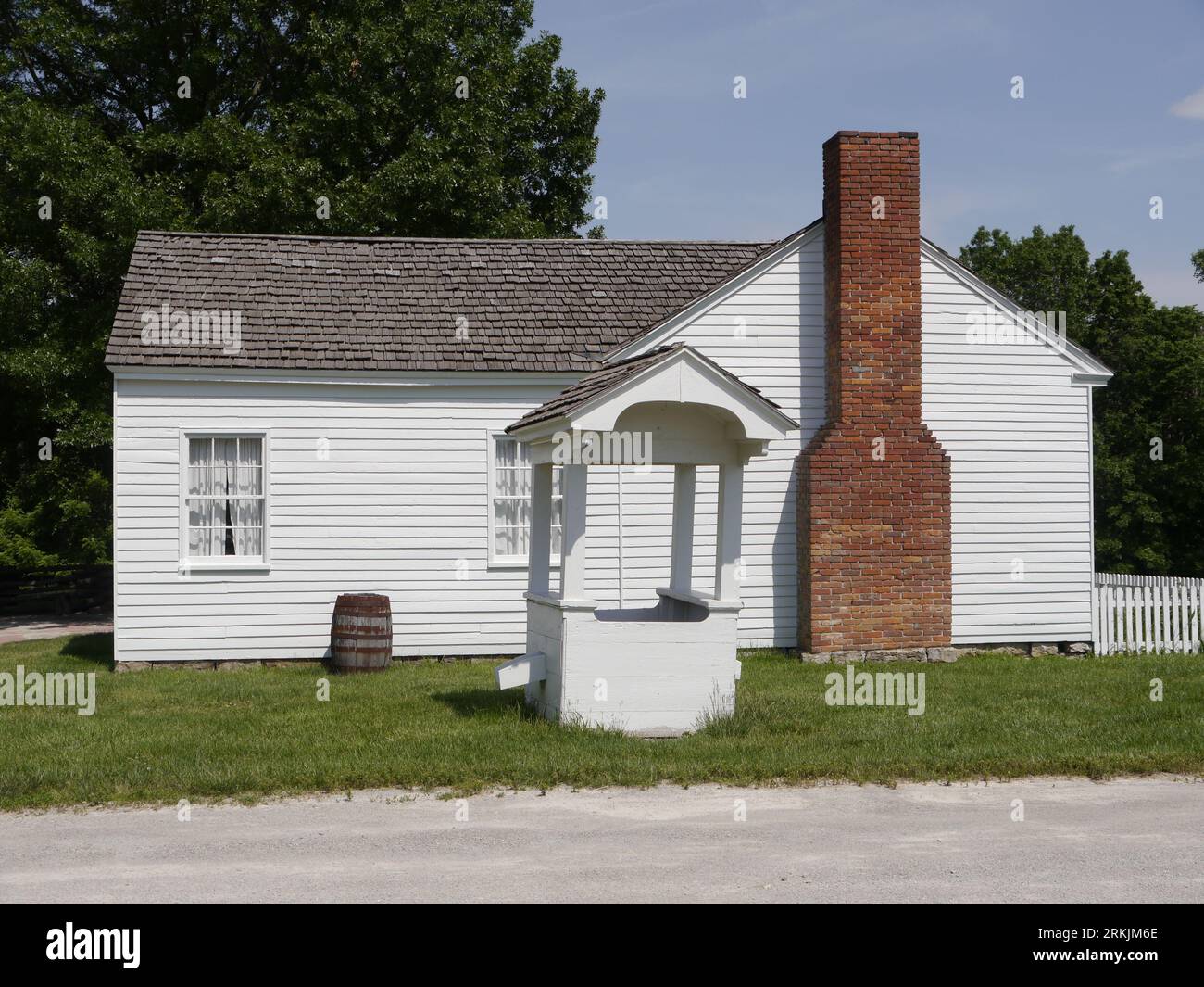 The two-story white house at Missouri Town Living History Museum in Lee ...