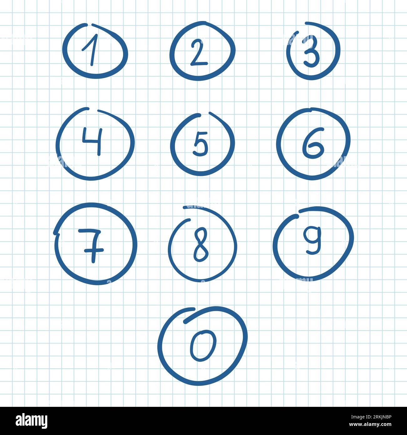 Numbers icon in hand drawn style. Number vector illustration on ...