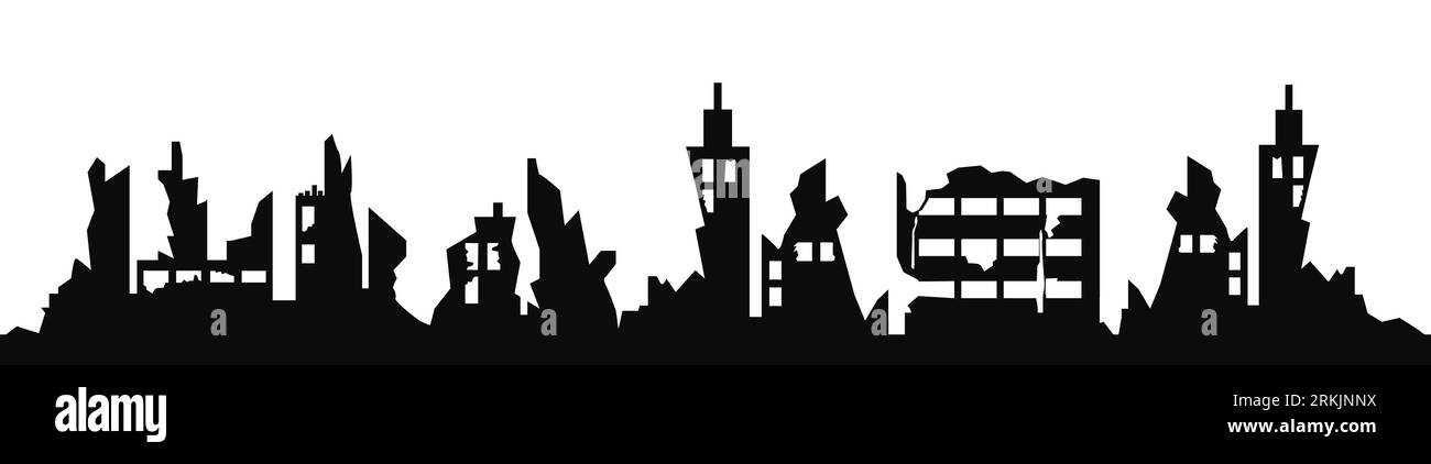 Destroyed city concept landscape background illustration Stock Vector ...