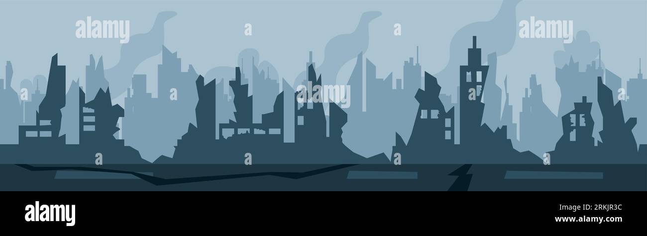 Destroyed city concept landscape background Stock Vector Image & Art ...