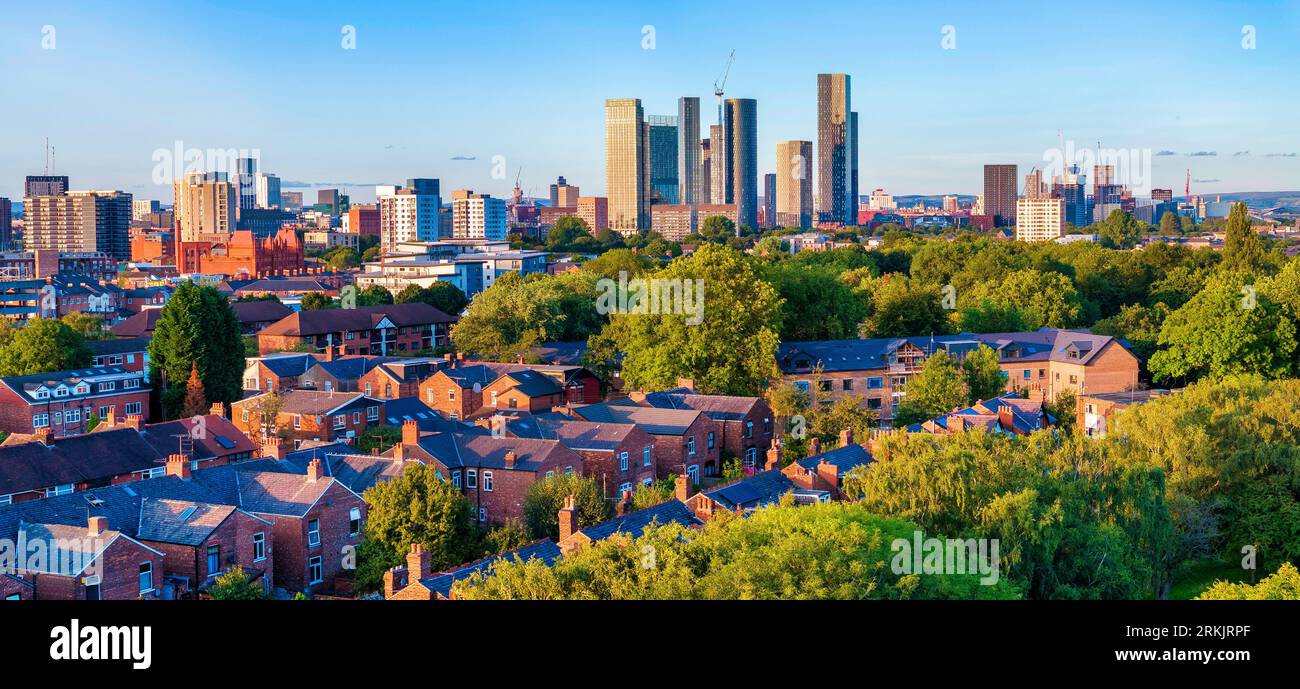 Manchester skyline from Trafford Bar Stock Photo - Alamy
