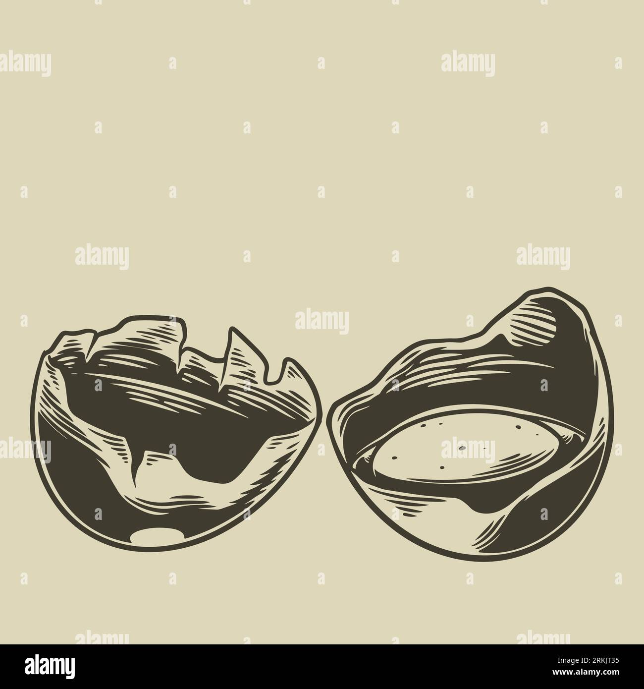 Hand drawn cracking chicken egg in vintage style. Rural natural bird farming. Poultry business ...