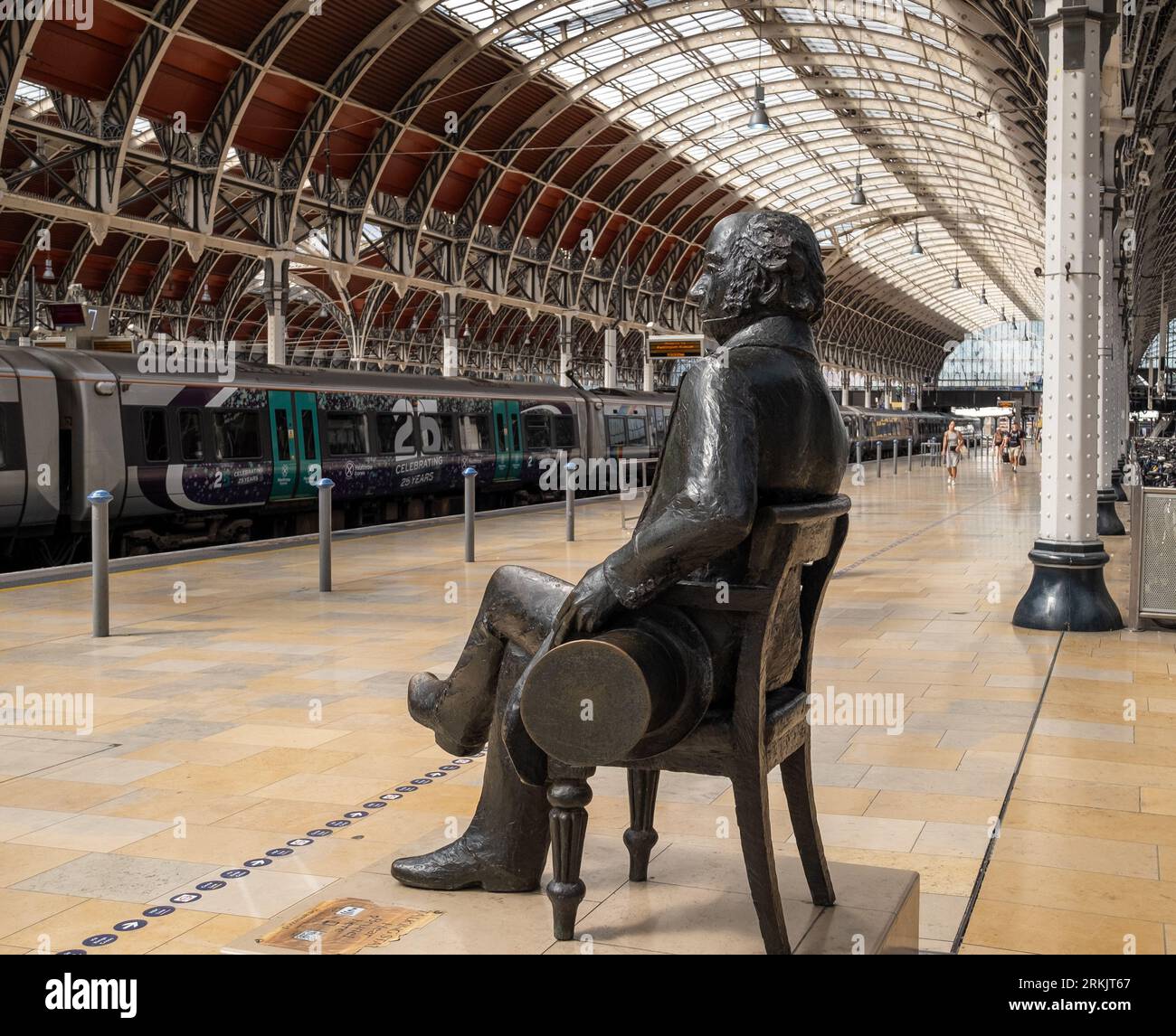A close-up of a sculpted marble statue of Isambard Kingdom Brunel in ...