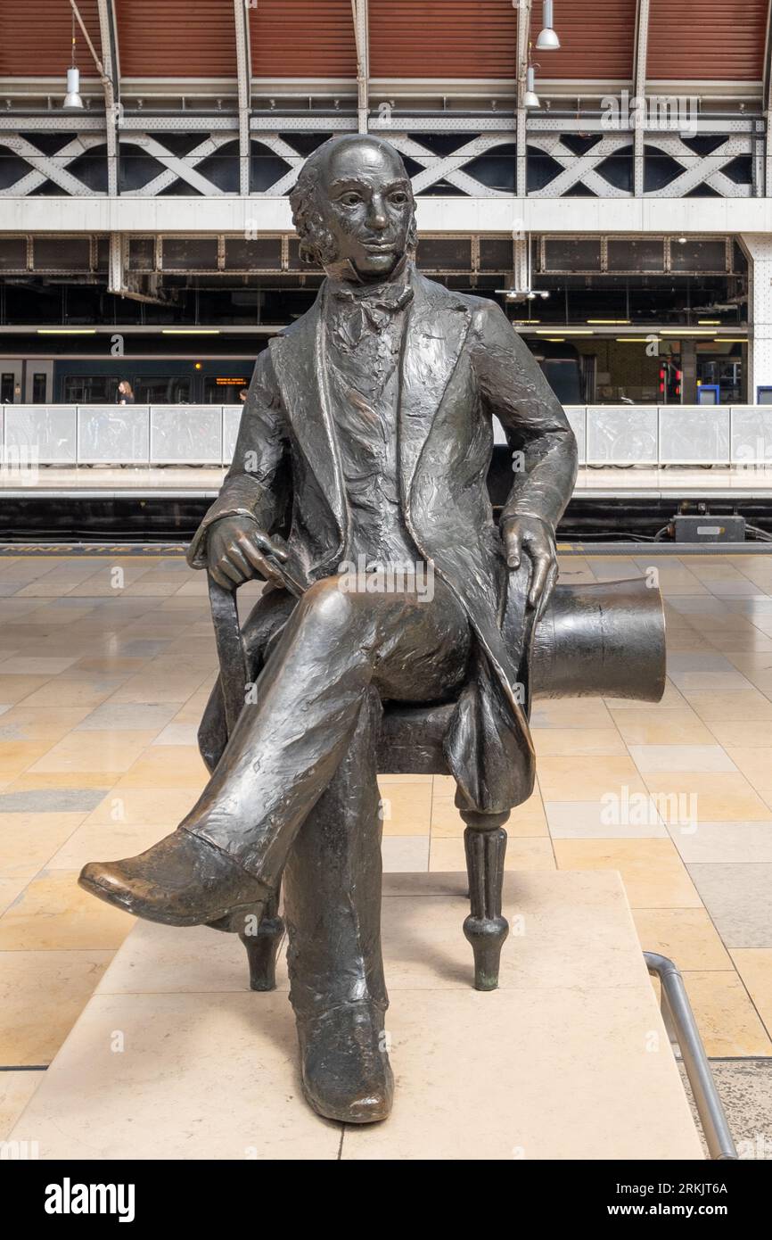 A close-up of a sculpted marble statue of Isambard Kingdom Brunel in ...