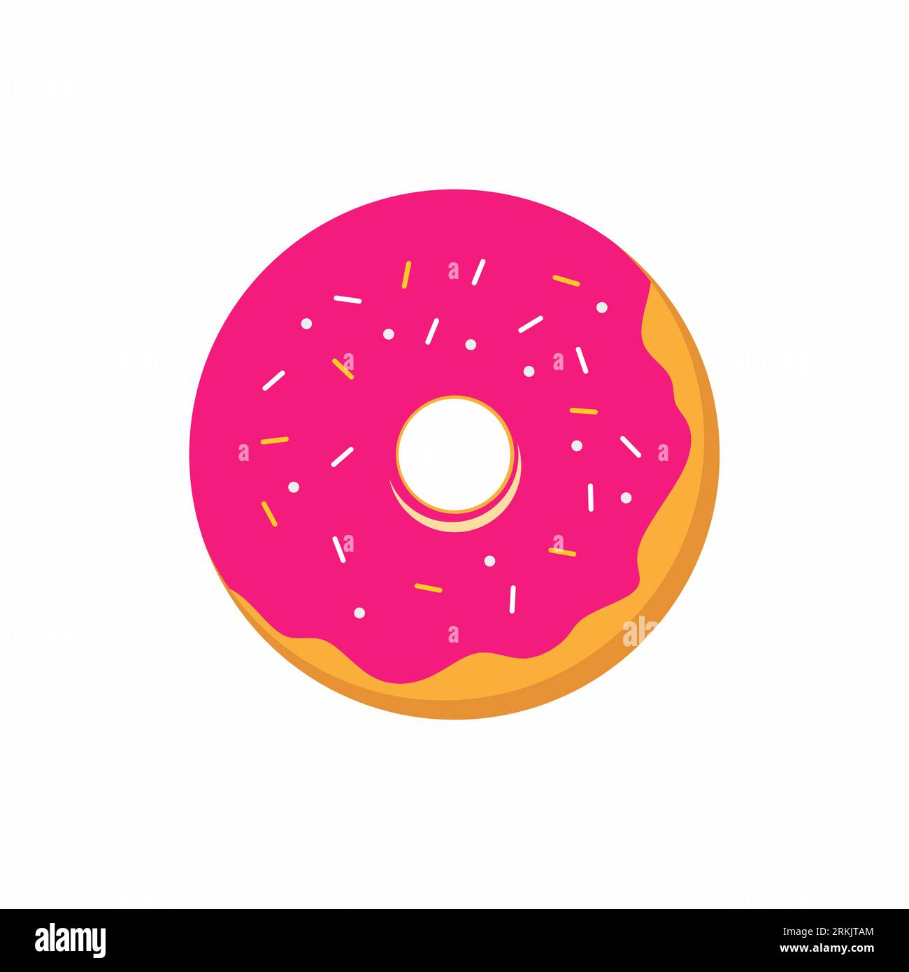 Donut flat icon. Sweet pink donut isolated on white background. Tasty ...