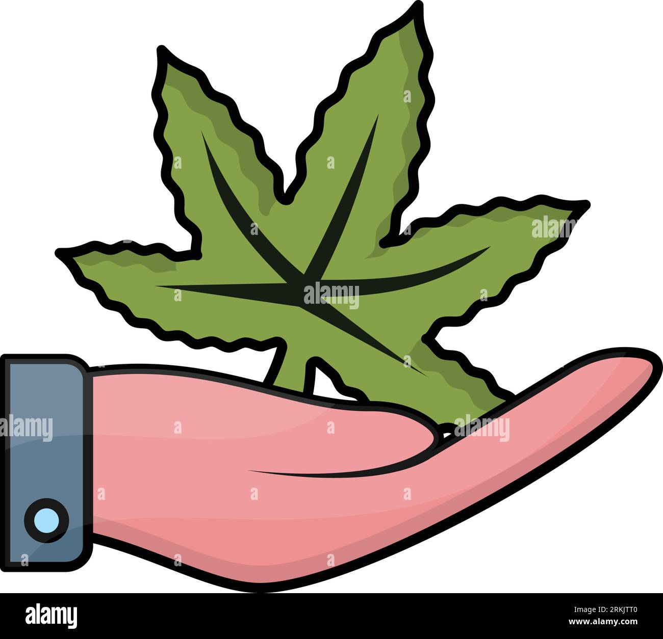 Hand Holding Hash Leaf concept, Hemp Plant Care vector icon design ...
