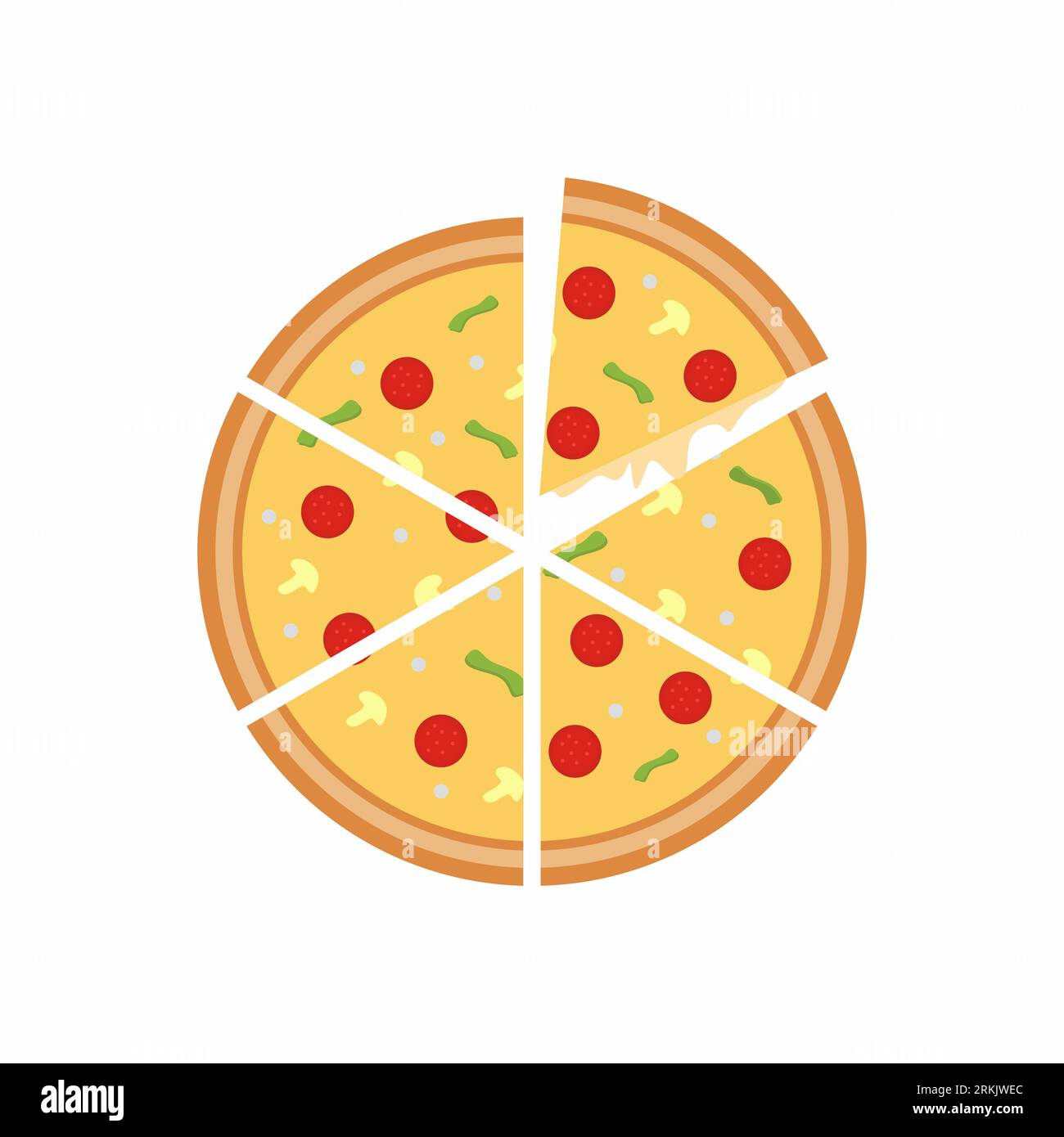 Pizza icon. Cartoon color slice of pizza isolated on white background ...