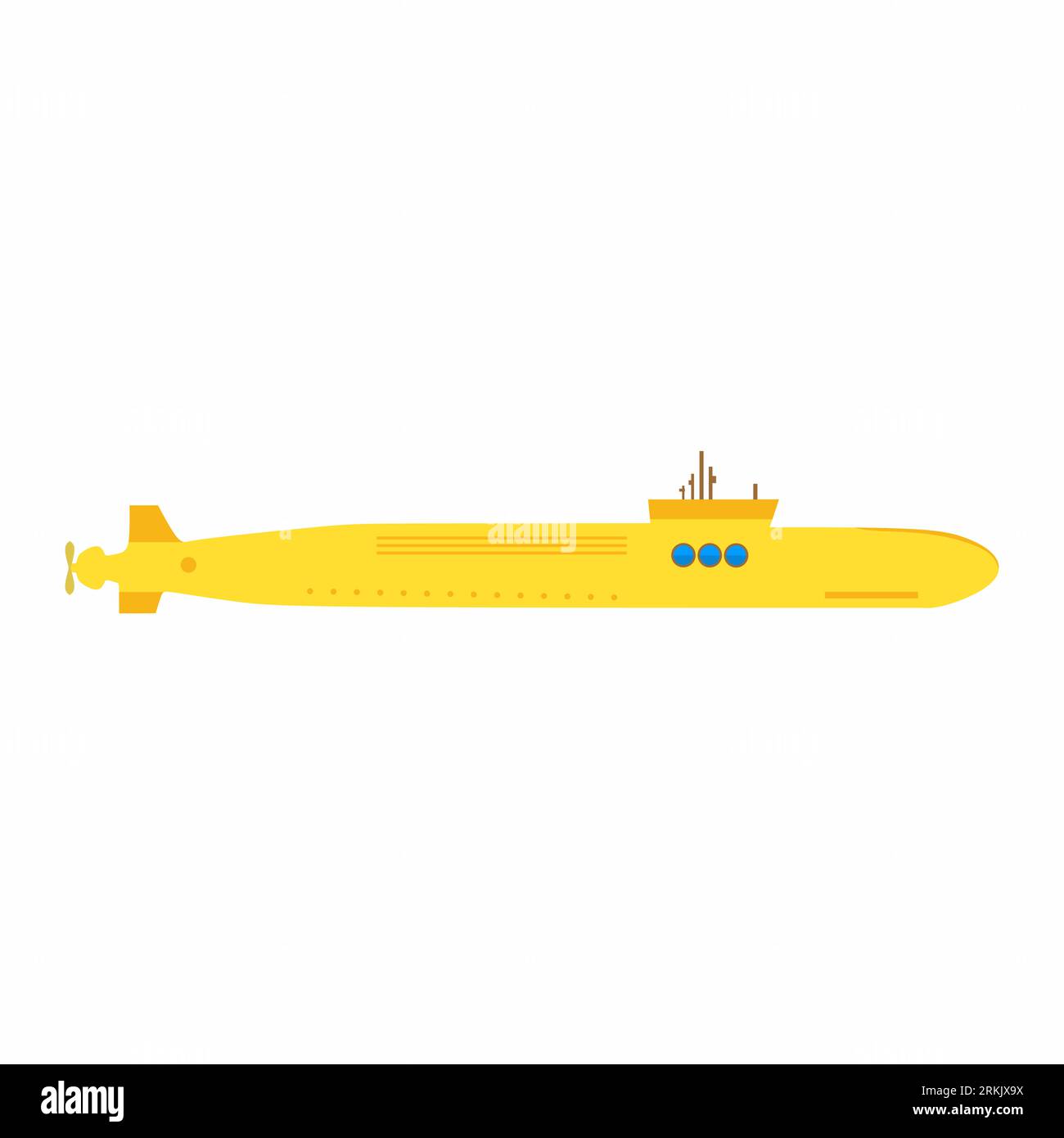 Yellow submarine in flat element style isolated on white background ...
