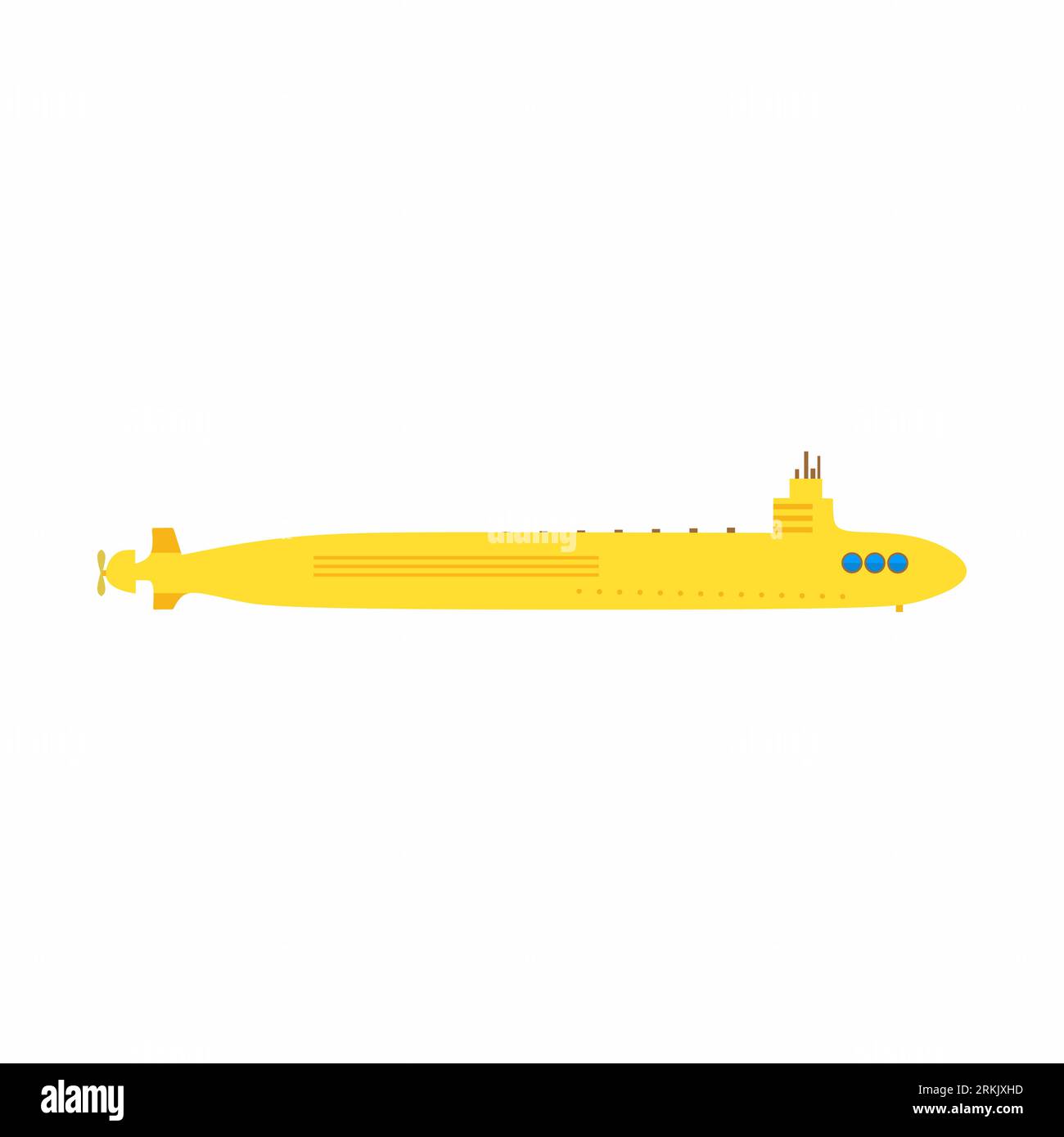 Yellow submarine in flat element style isolated on white background ...